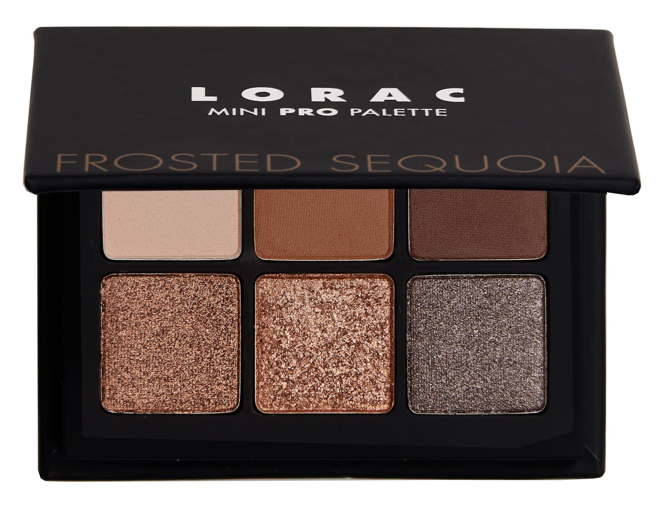 LORAC Mini PRO Matte & Glitter Eyeshadow Palette, Frosted Sequoia | Luxuary Makeup Pallete | Metallic Colors | Cruelty Free, Gluten Free, Vegan