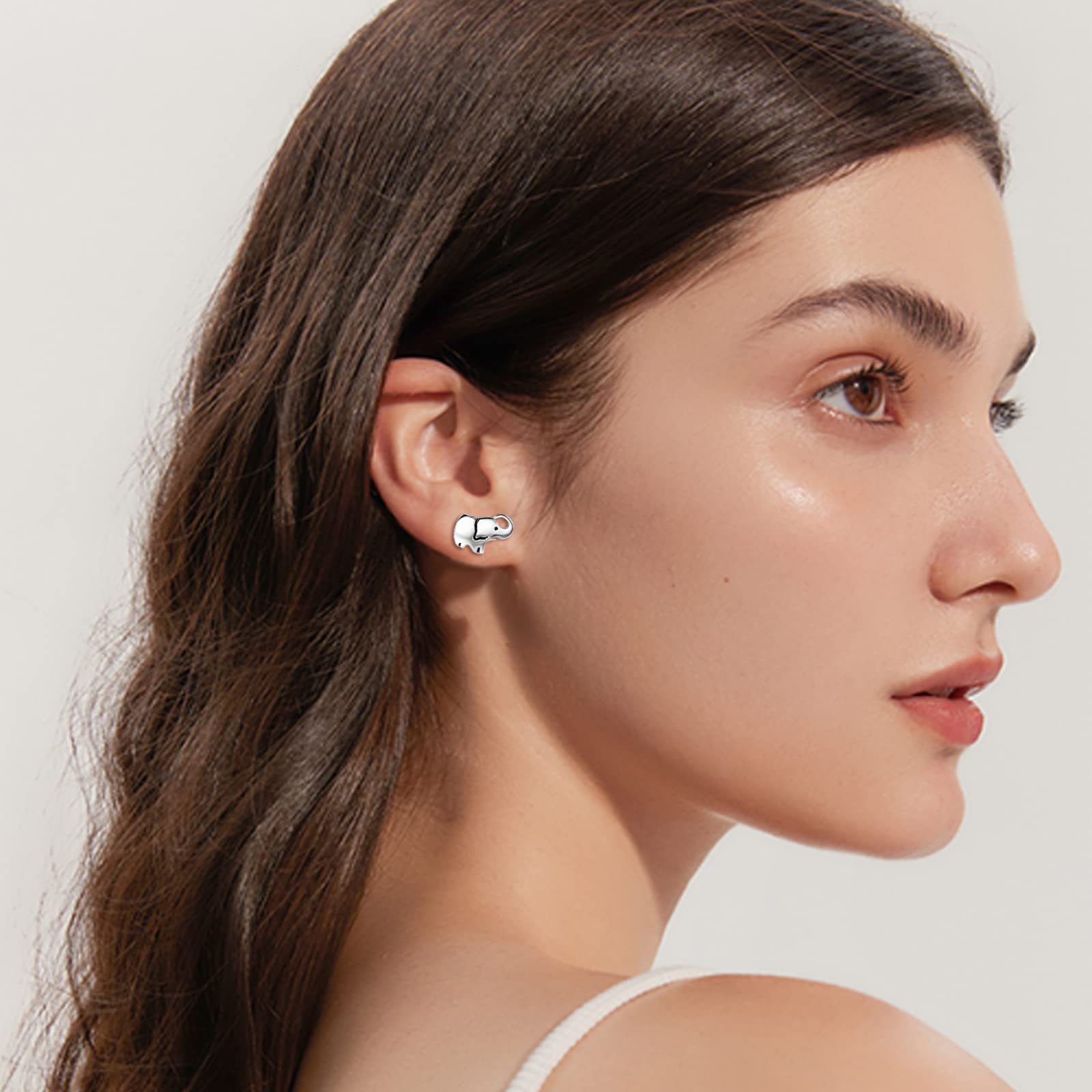 Elephant Earrings Sterling Silver Cute Mini Elephant Stud Earrings Jewelry for Women