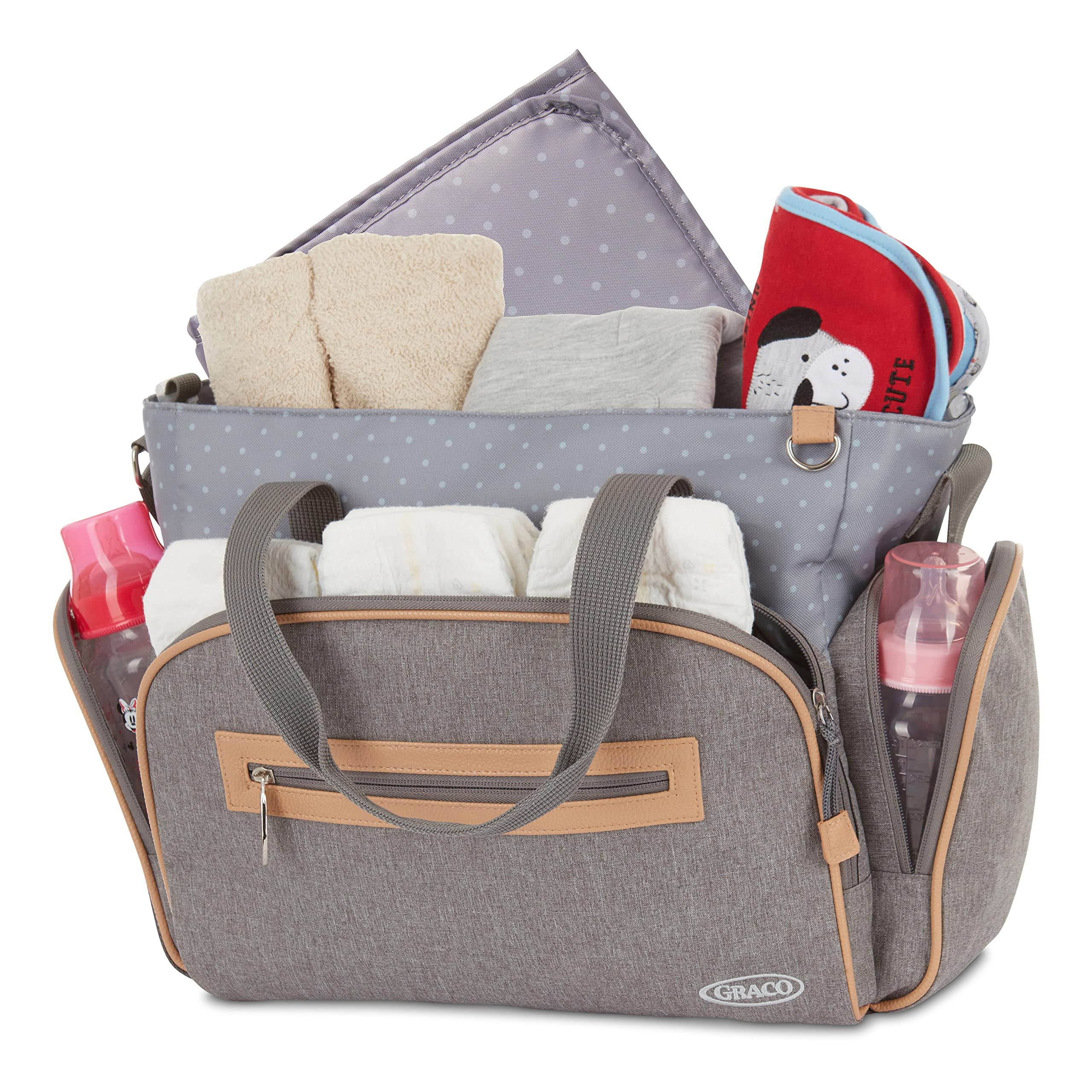 Graco Unisex Baby Diaper Bag Backpack and Tote with Changing pad, Canvas and PU, Large