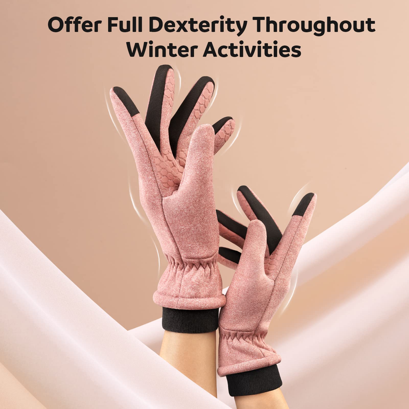 FREETOO Winter Gloves for Women, 2022 Stylish Double Locking Thermal Running Gloves, Warm Waterproof Touchscreen Driving Gloves