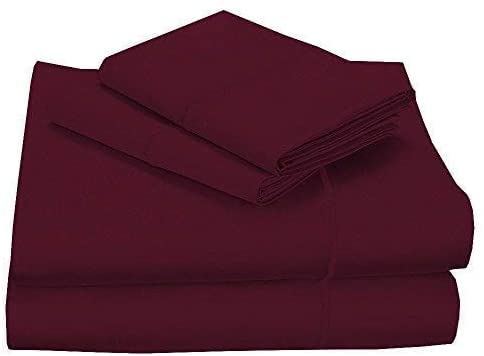 Full Extra Long Size Sheet Set Organic Cotton Sheets & Pillowcases- (4 Pcs) Long Staple Cotton Soft Bed Sheets Elastic Fit Upto 30" inch Deep Mattress-850 TC (Wine Solid, Full XL- 54" X 80")