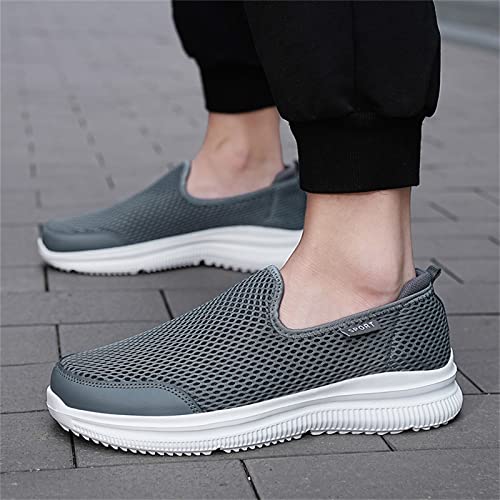FASDNENDYS Fashion Summer Men Breathable Mesh Shallow Mouth Slip On Lightweight Casual Shoes Sneaker Rack for Men 50 Grey