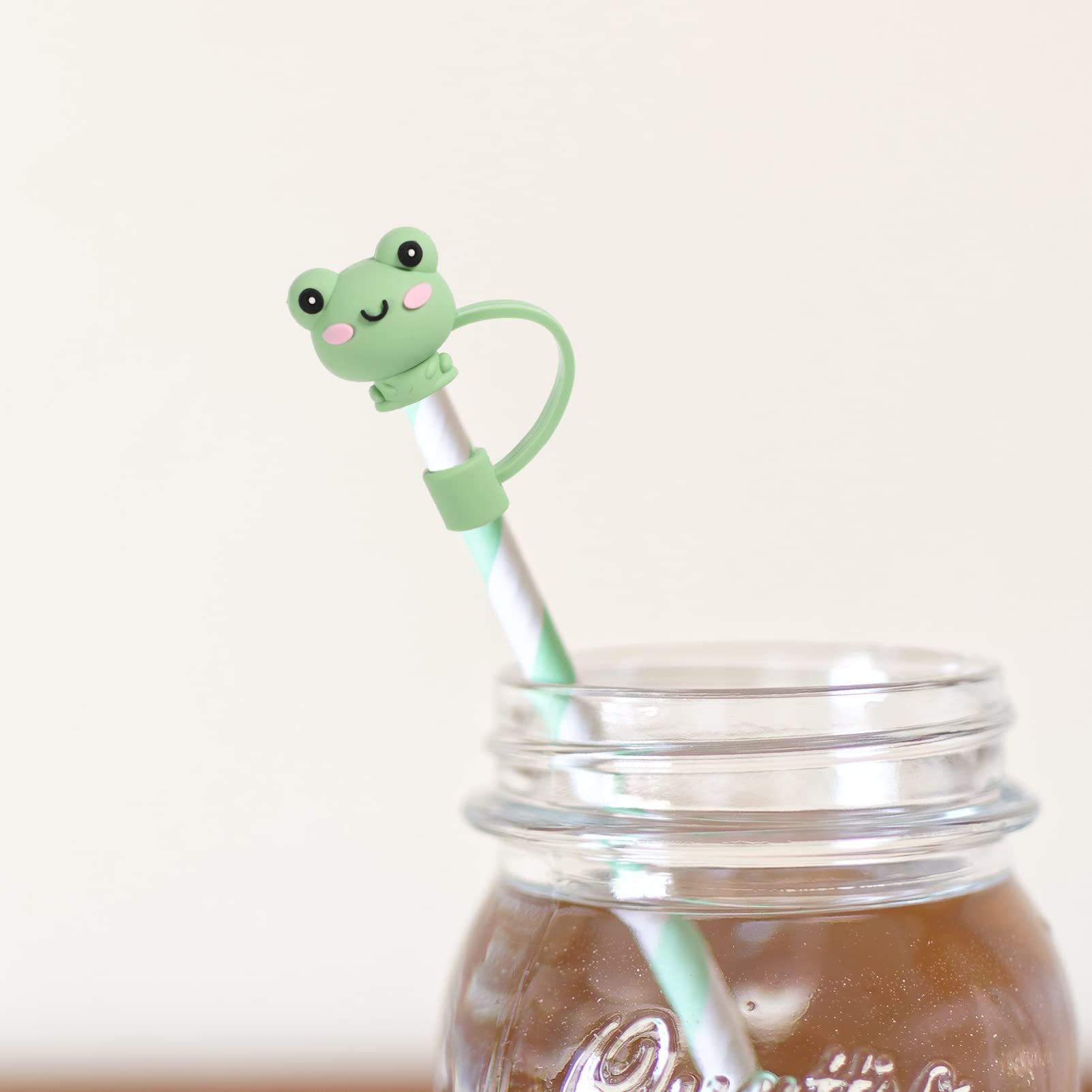 GLEAVI 8pcs Animals Straw Tips Cover Reusable Cute Frog Straw Toppers Straw Cover Plugs for Drinking Straws Party Straw Caps Decoration