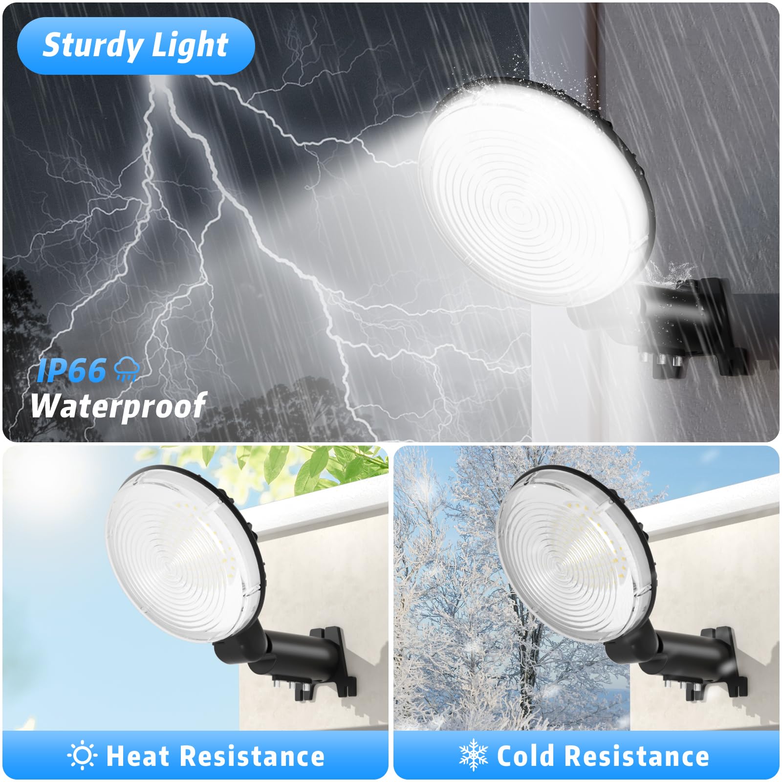 LED Barn Light - 6500K Dusk to Dawn Outdoor Garage Lighting with 150° Adjustable Photocell, Utral Bright Security Flood Lights, IP66 Waterproof Area Street Light for Farmhouse Warehouse Yard (1 Pack)