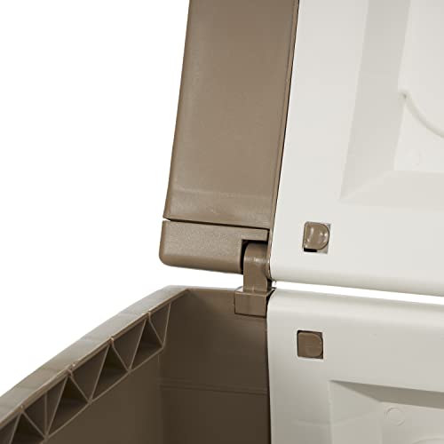Homeplast Regular 52.83 Gallon Capacity Indoor Outdoor Heavy Duty Plastic Deck Box Storage Trunk, Beige/White
