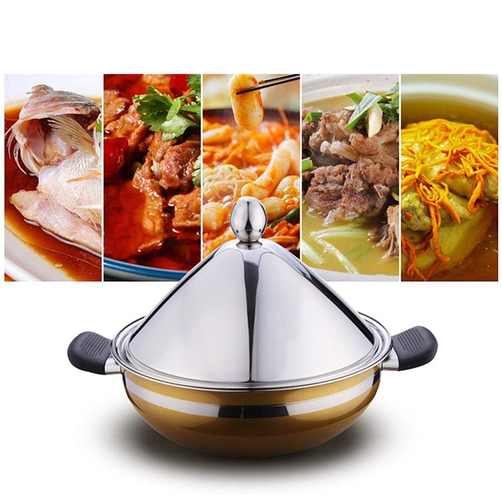 Tajine, with base, suitable for various types of stoves, induction cookers and ovens, suitable for soup pot, steamer, Taji pot, stainless steel multifunctional pot, diameter 26cm