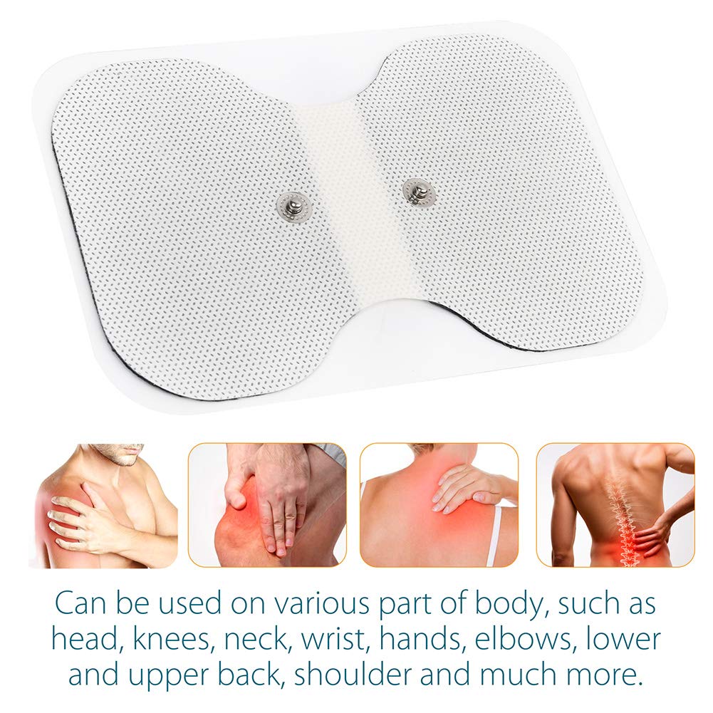 LotFancy TENS Unit Pads 4.3β X 6β, 4Pcs Snap Electrode Pads Large, Butterfly Shape, Reusable, Self-Adhesive