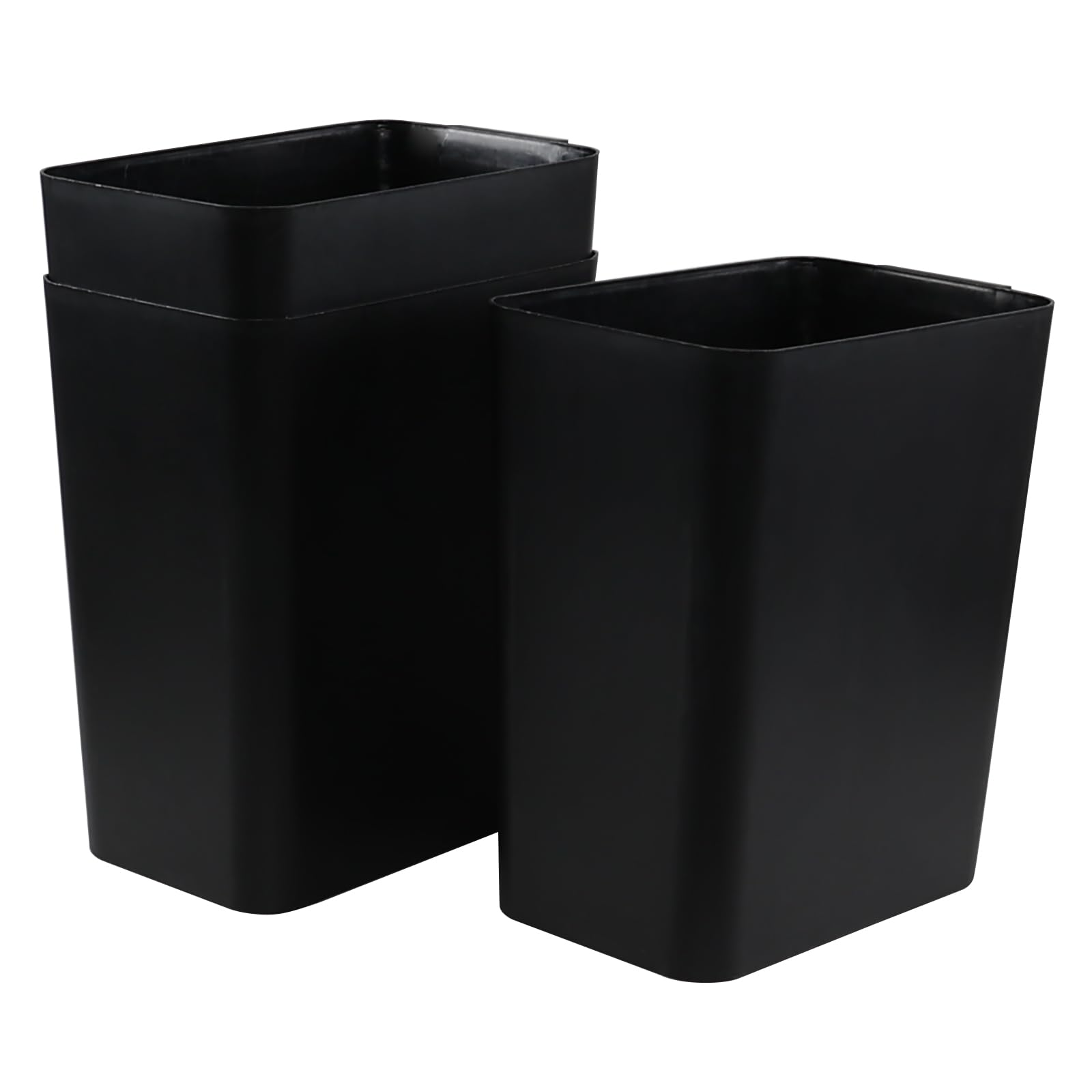 Leendines 3-Pack 4.5 Gallon Plastic Open-Top Trash Can, Black Garbage Can Wasterbasket