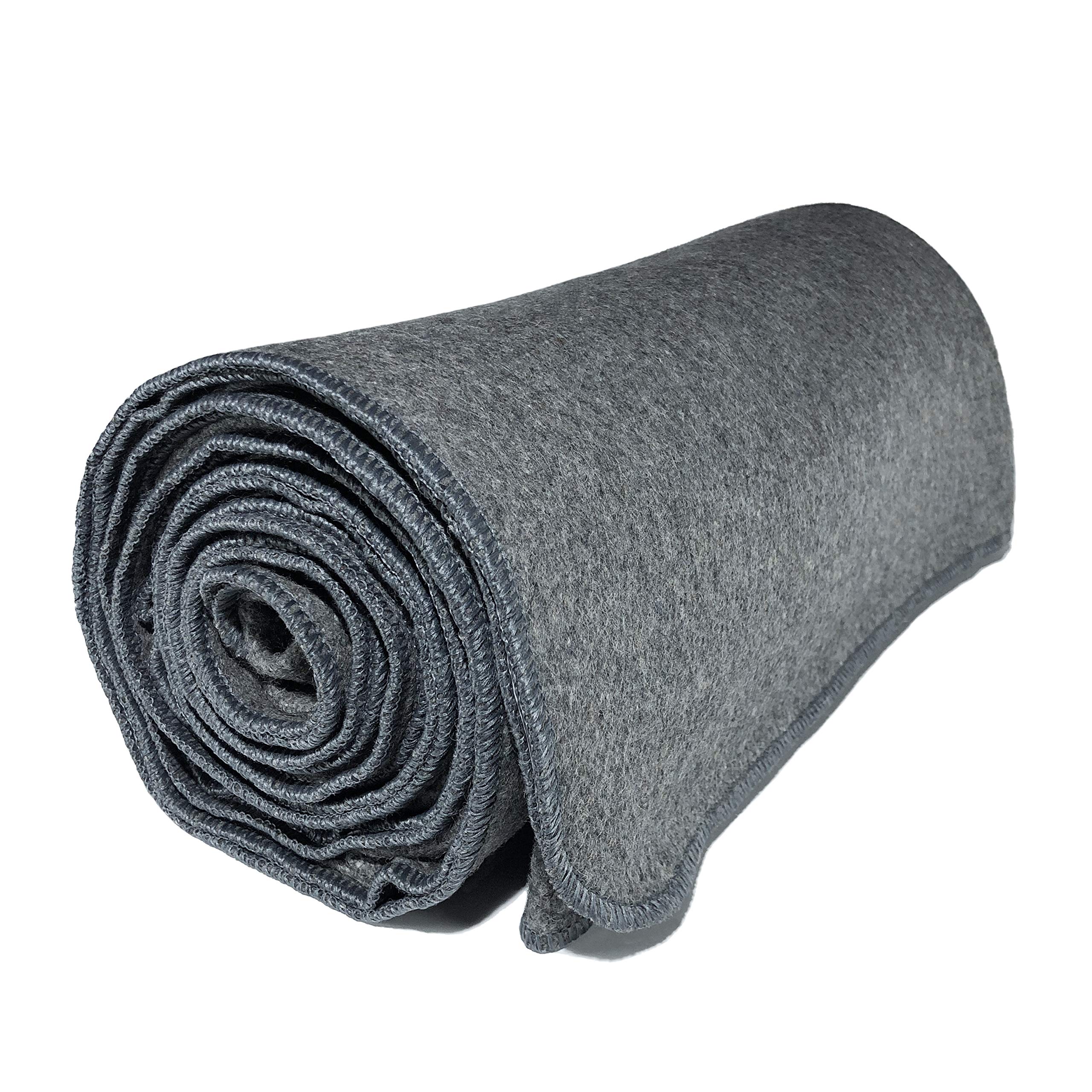 EKTOS 80% Wool Blanket, 4.0 lbs, 66" x 90" (Twin Size) - Grey