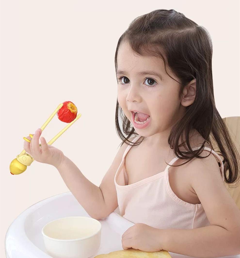 Goryeo Baby Training Chopsticks for Kids - Use Completely Harmless Material - Anti-Dislocation Buckle Design - Includes Portable Box (Yellow)