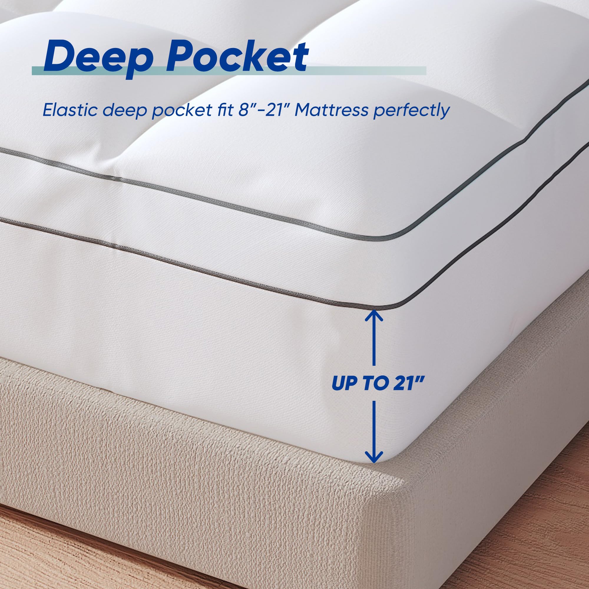 Memory Foam Mattress Topper Twin 4 Inch, Dual Layer 2 Inch Gel Memory Foam Plus 2 Inch Cooling Pillow Top Mattress Pad with 8-21 Inch Deep Pocket, Comfort Support for Back Pain