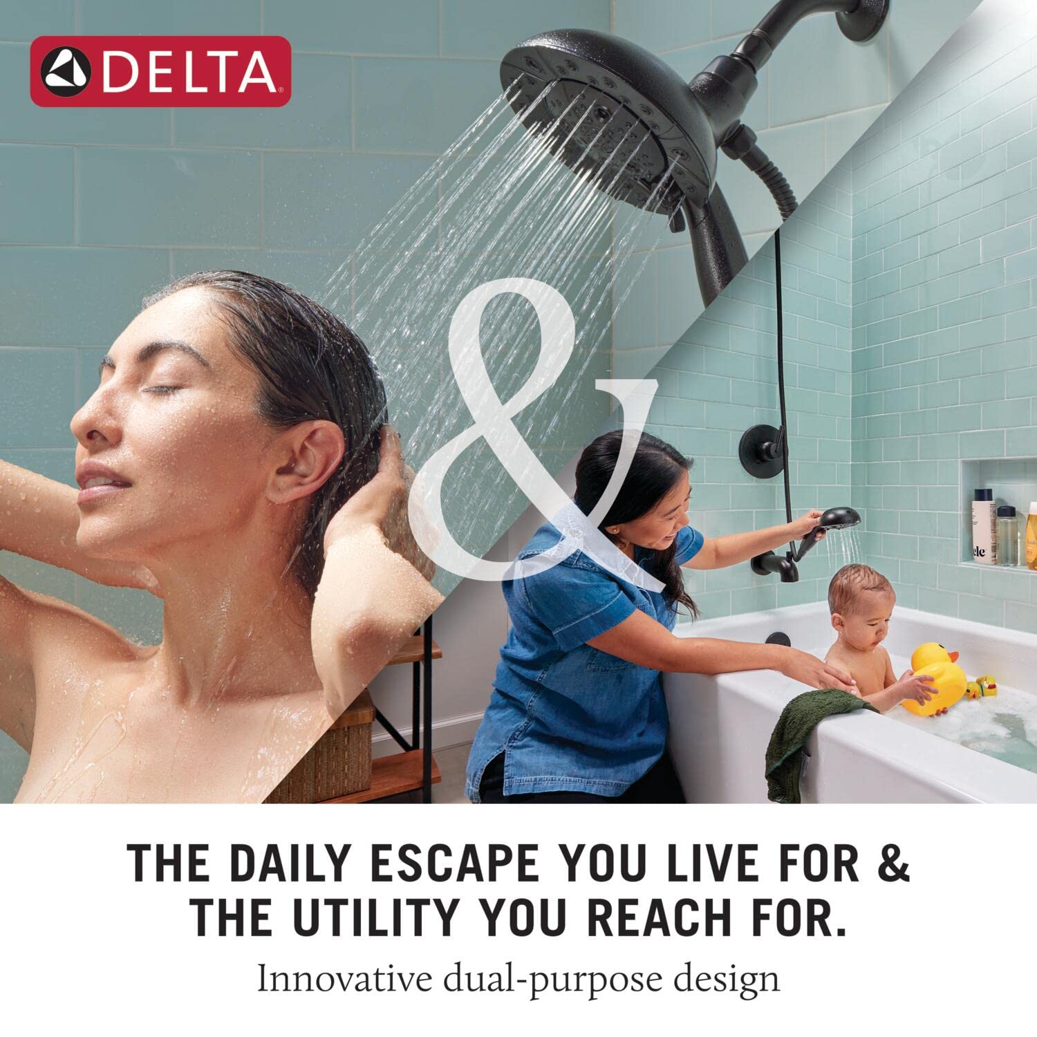 Delta Faucet 7-Setting In2ition Dual Shower Head with Handheld Spray, Brushed Nickel Shower Head with Hose, Showerheads & Handheld Showers, Handheld Shower Heads, Satin Nickel 75687DSN