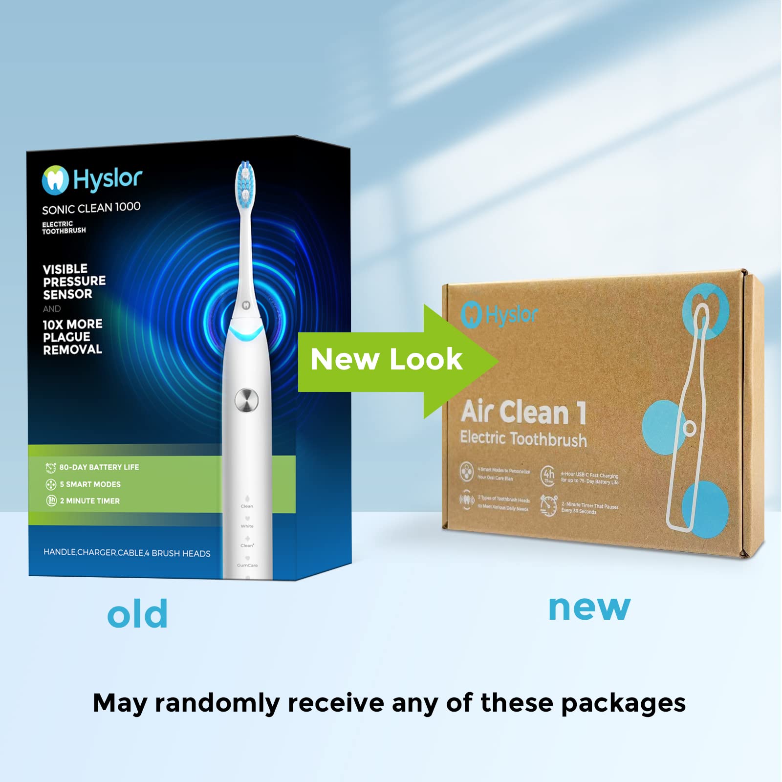 Hyslor Electric Toothbrush 2 Pack Set for Adults with Pressure Sensor, Rechargeable Sonic Toothbrushes 3 Hours Fast Charging for 80 Days Using, Power Electronic Tooth Brush 5 Modes Black and White