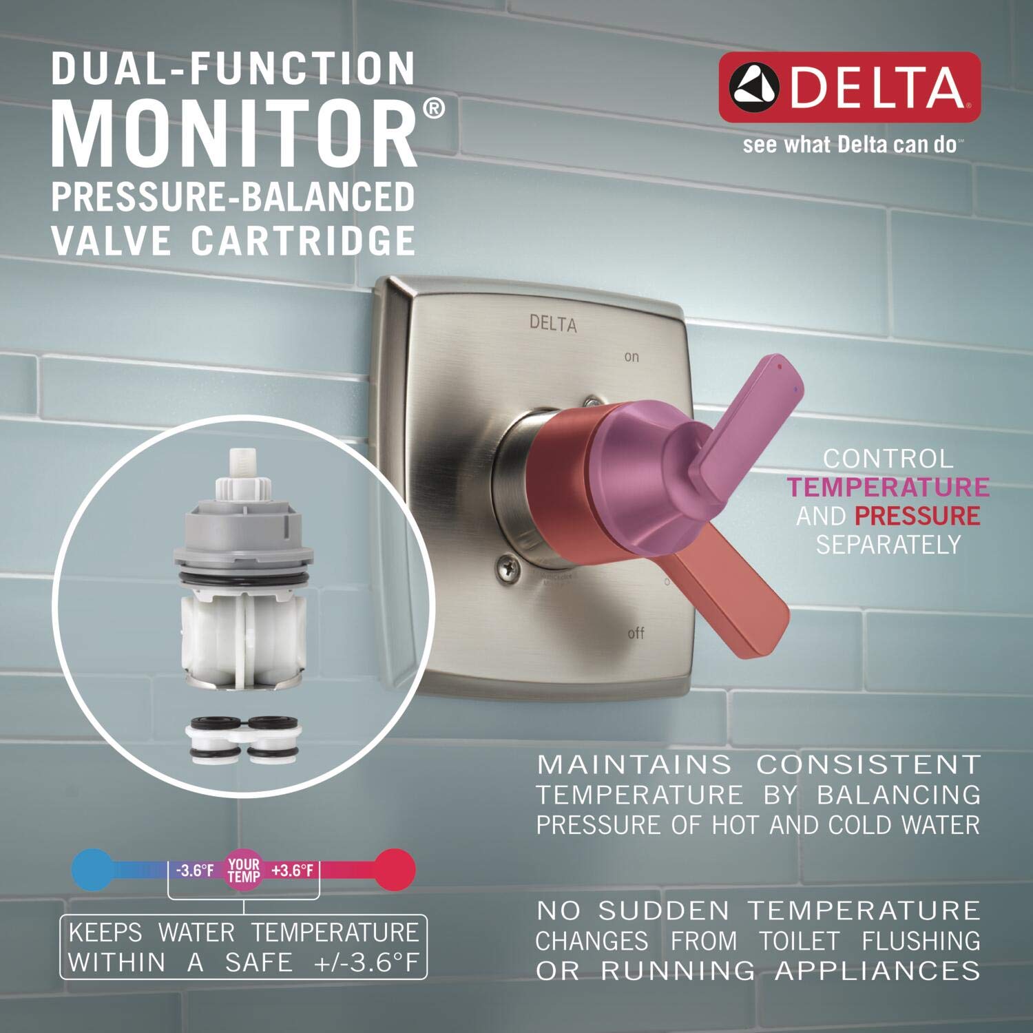 DELTA FAUCET T24967-CZ Angular Modern Monitor 14 Series Valve 6-Setting Integrated Shower Trim with Diverter, Champagne Bronz