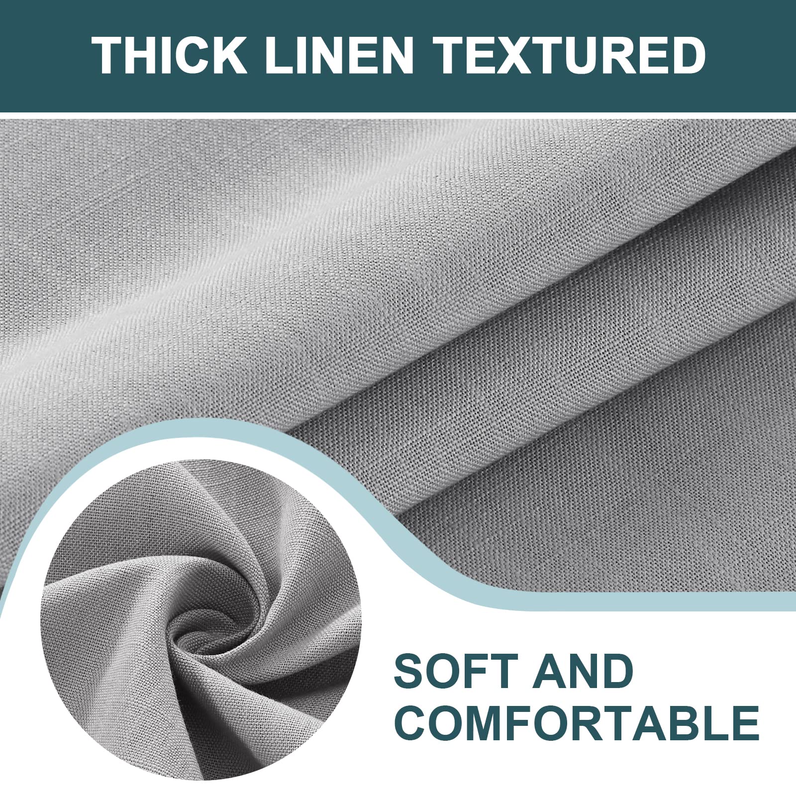 FantasDecor Square Tablecloth Linen Table Clothes for Square Tables 54 Inch Wrinkle Resistant and Waterproof Washable Linen Fabric Table Cover for Dining Room and Outdoor Use, Grey, 54 x 54 Inch