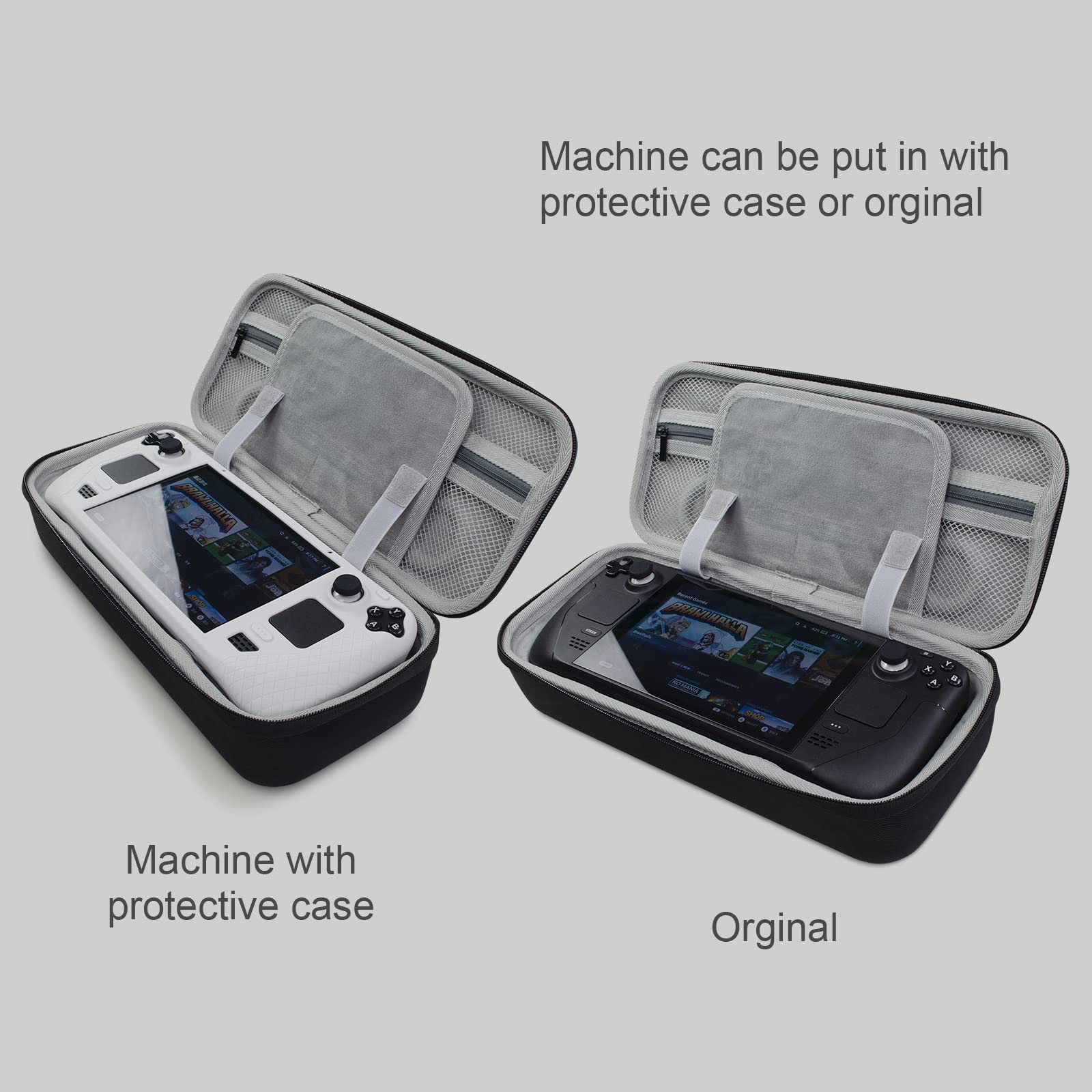 Fgoola Steam Deck Carrying Case, Protective Hard Shell Portable Travel Bag for Steam Deck Consoles, AC Adapters, Deck Accessories and Screen Protectors，Black