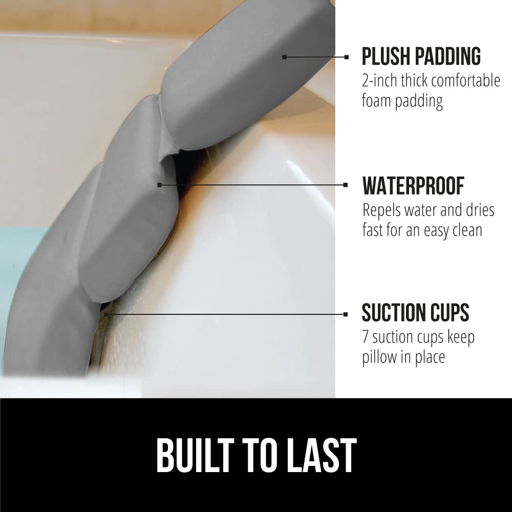 Gorilla Grip Bath Pillow for Tub, Comfortable Bathtub Pillows for Neck Head and Back Support, Strong Suction Waterproof Headrest, Cushion Rest for Curved or Straight Tubs, Spa Accessories, Spa Blue