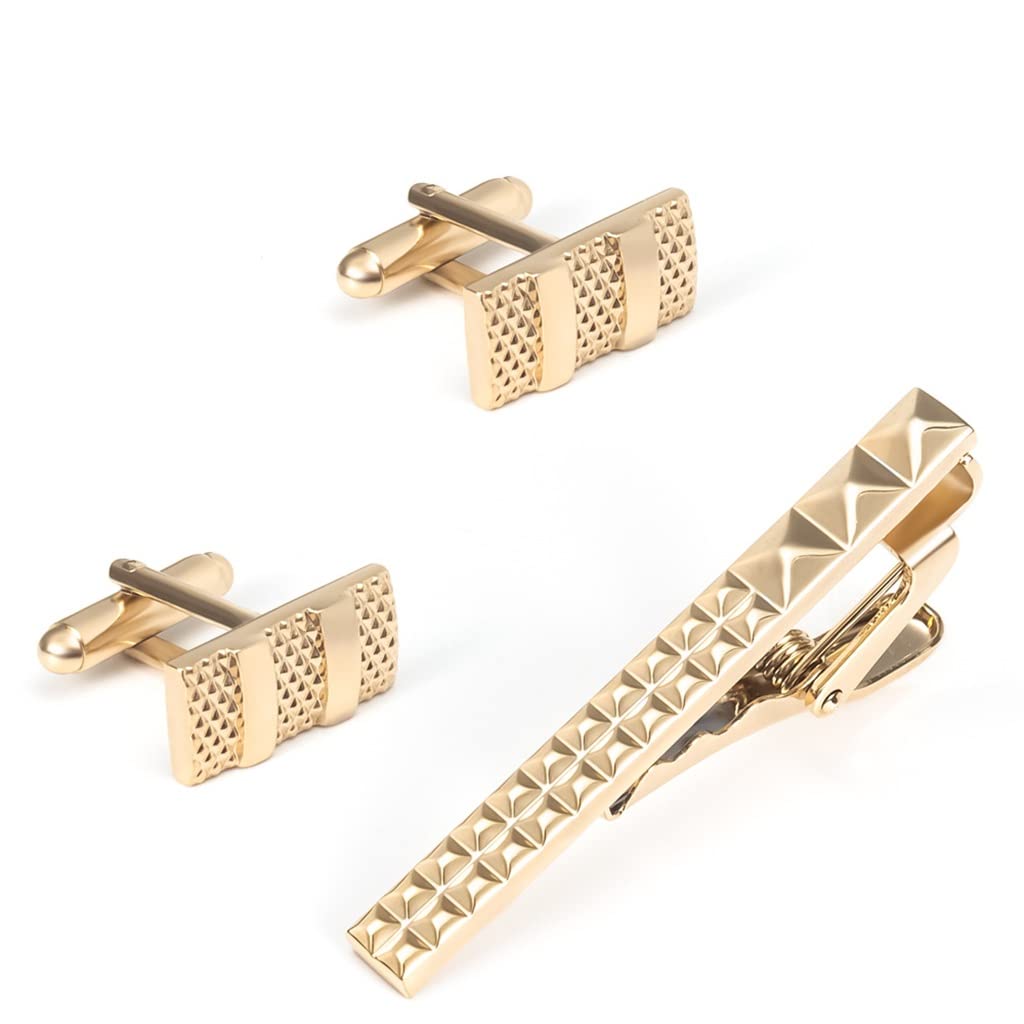 Grey Cufflinks and Tie Clip Set Men's French Collar Clip Cufflinks (Color : B, Size : One Size) (A One Size)