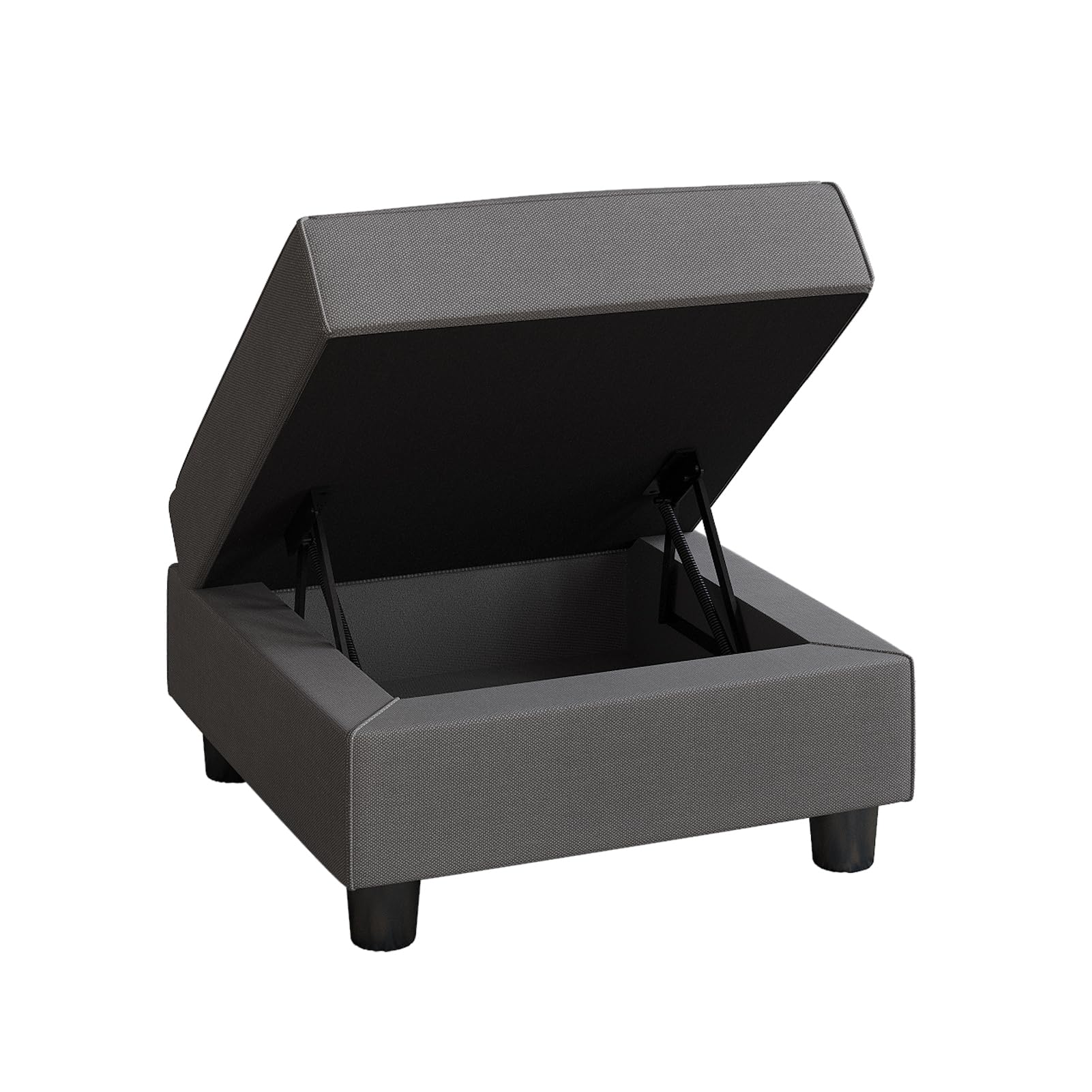 LLappuil Modular Sectional Storage Couch Ottoman Seats,Storage Ottoman Footrest Modules for Customizable Sectional Sofa, Breathable Solft Fabric, Washable, Removable, Dark Grey
