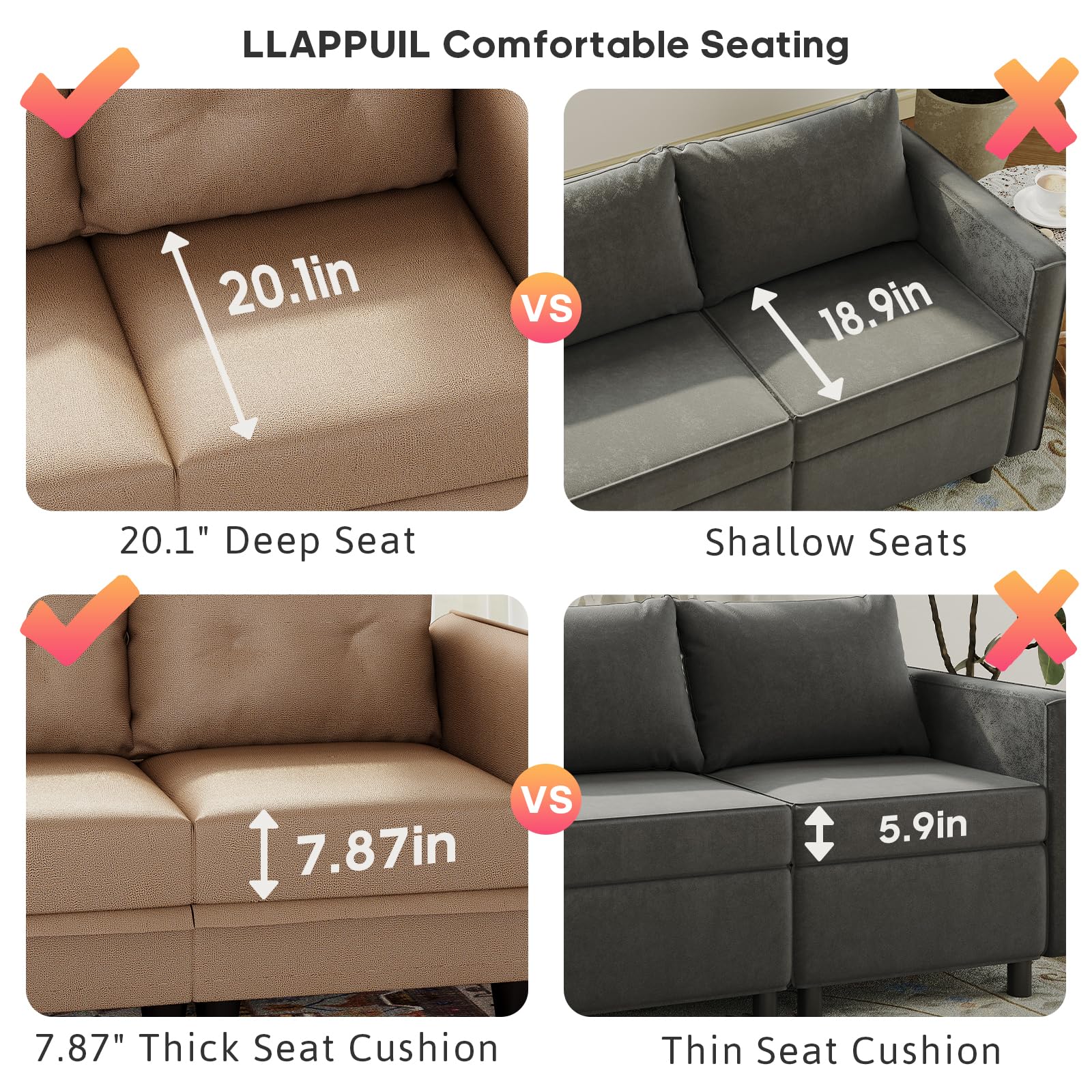 LLappuil Modular Sectional Sofa, Oversized U Shaped Sofa with Storage, Sectional Couch for Living Room, Faux Leather Fabric Waterproof Sofa, 8 Seats with Ottoman, Cognac Brown