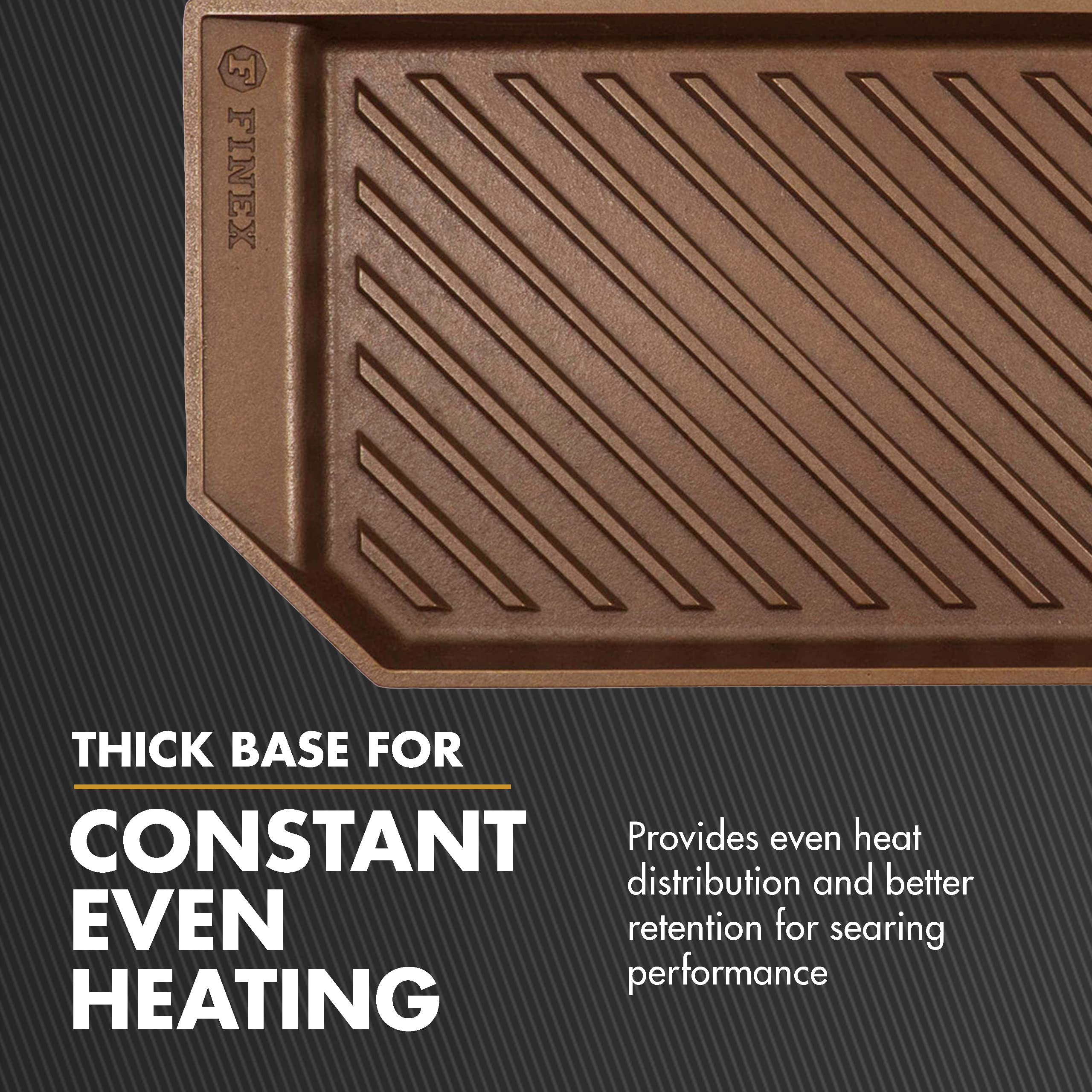 FINEX 15" Cast Iron Lean Grill Pan, Modern Heirloom, Handcrafted in the USA, Pre-seasoned with Organic Flaxseed Oil