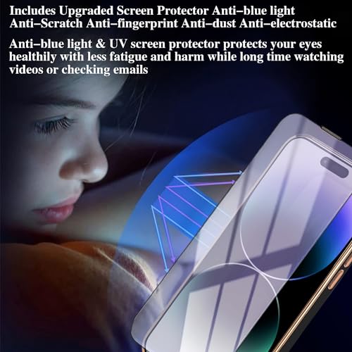 For iPhone 12 Case 3 in 1 With Screen Protector Anti Blue Light And Waterproof Phone Pouch W/ Strap & Lanyard Car Magnetic Kickstand Ring Stand Shockproof Luxury Cute Trendy For Women Men (Black)