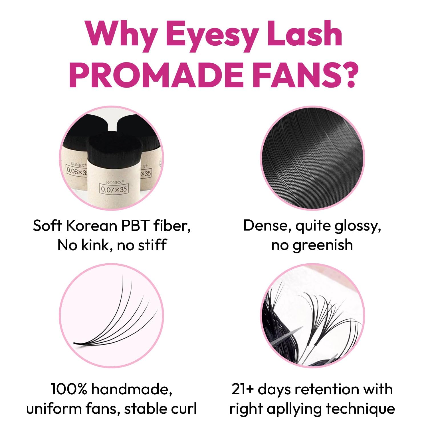 Eyesy Lash 500 Promade Fans | 5D 0.07 Size 12mm Curl D | Eyesy Eyelash Extension Premade Lashes Volume Lash Extensions Pro Made Fans Eyelash Extensions Pestanas Pelo A Pelo False Eyelashes