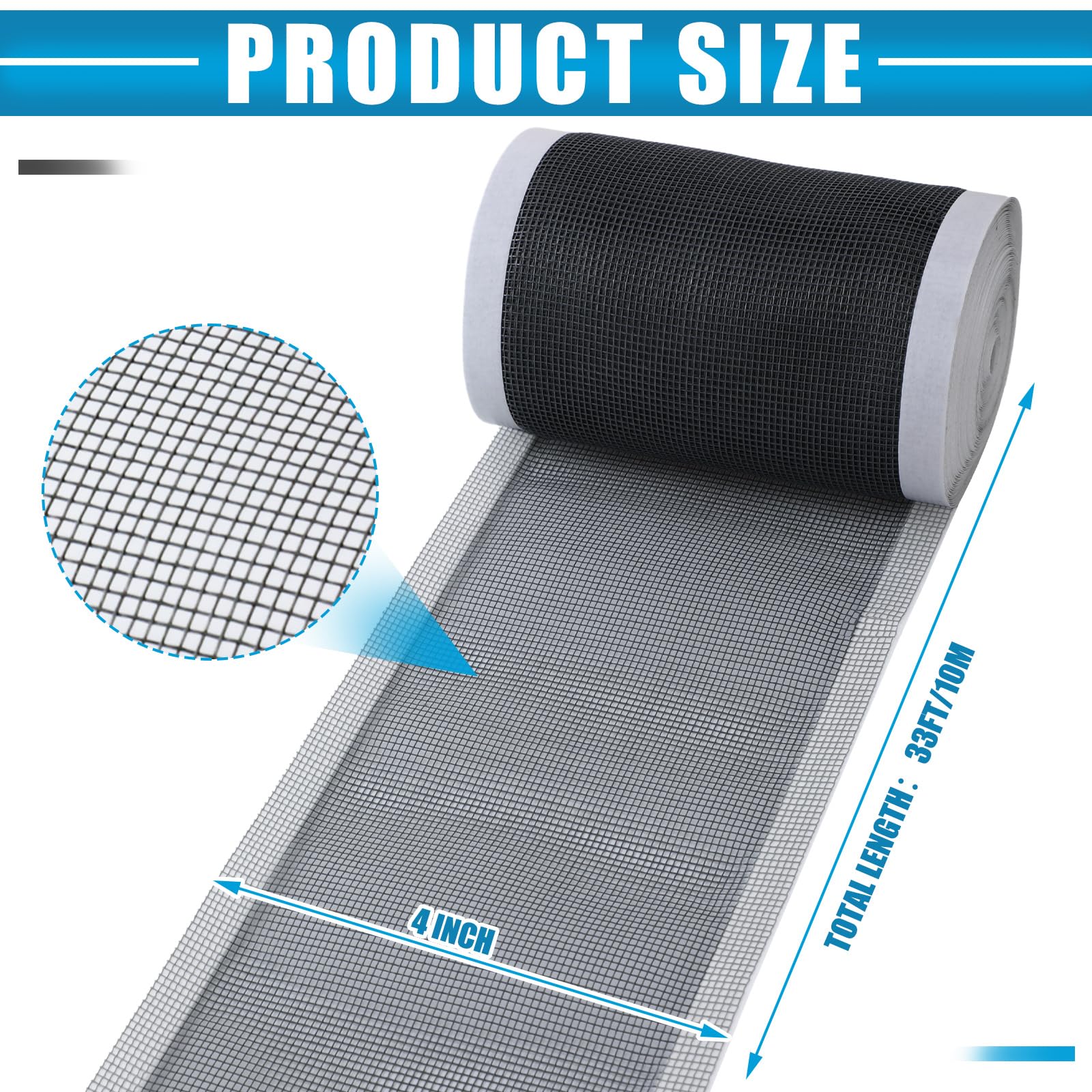 Leriton 4 Inch x 33 ft Disposable Shower Drain Hair Catcher Cutable Mesh Shower Drain Cover Stickers for Linear DIY Floor Drain Shower Drain Screen with Removal Tool for Bathroom Kitchen(1 Pack)