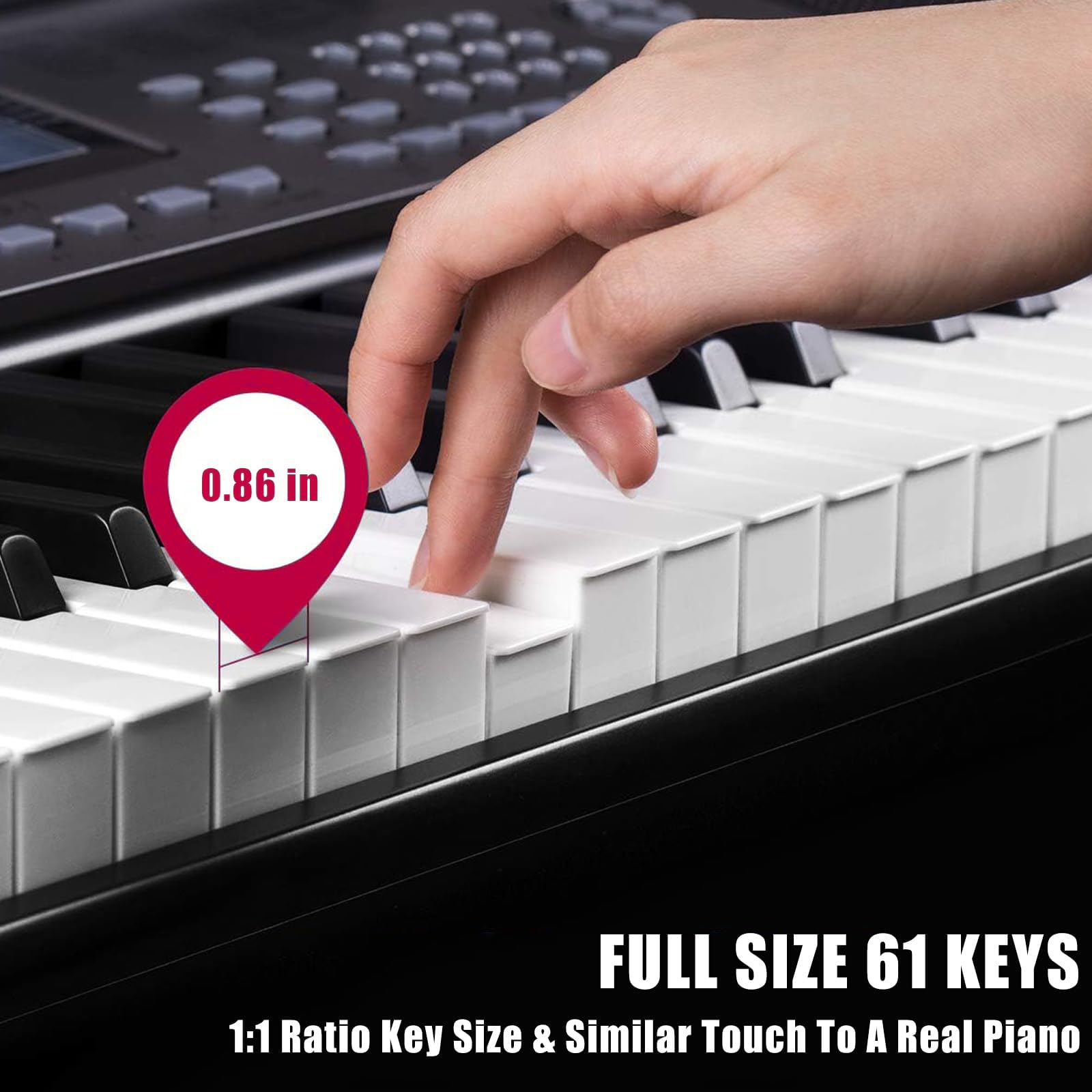 Fujampe 61Key Keyboard Piano W/Lighted Keys, LCD Display, Piano Bench, Microphone, Headphones, Note Stickers, Keyboard Stand, Music Stand, Electric Portable Piano Keyboard for Beginners