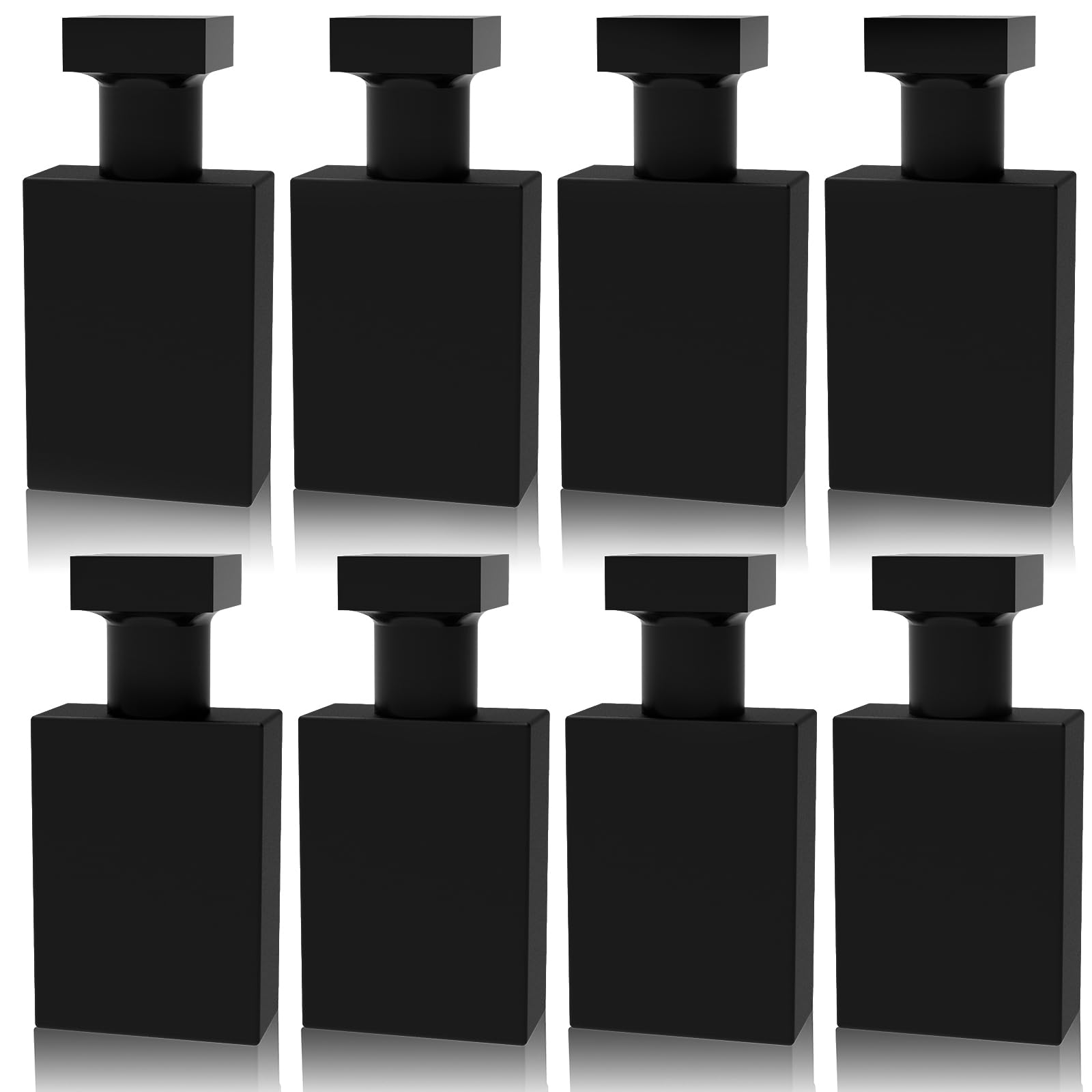 Foraineam 8 Pack 30ml / 1 oz. Black Refillable Perfume Bottles, Portable Square Empty Glass Perfume Atomizer Bottle with Spray Applicator