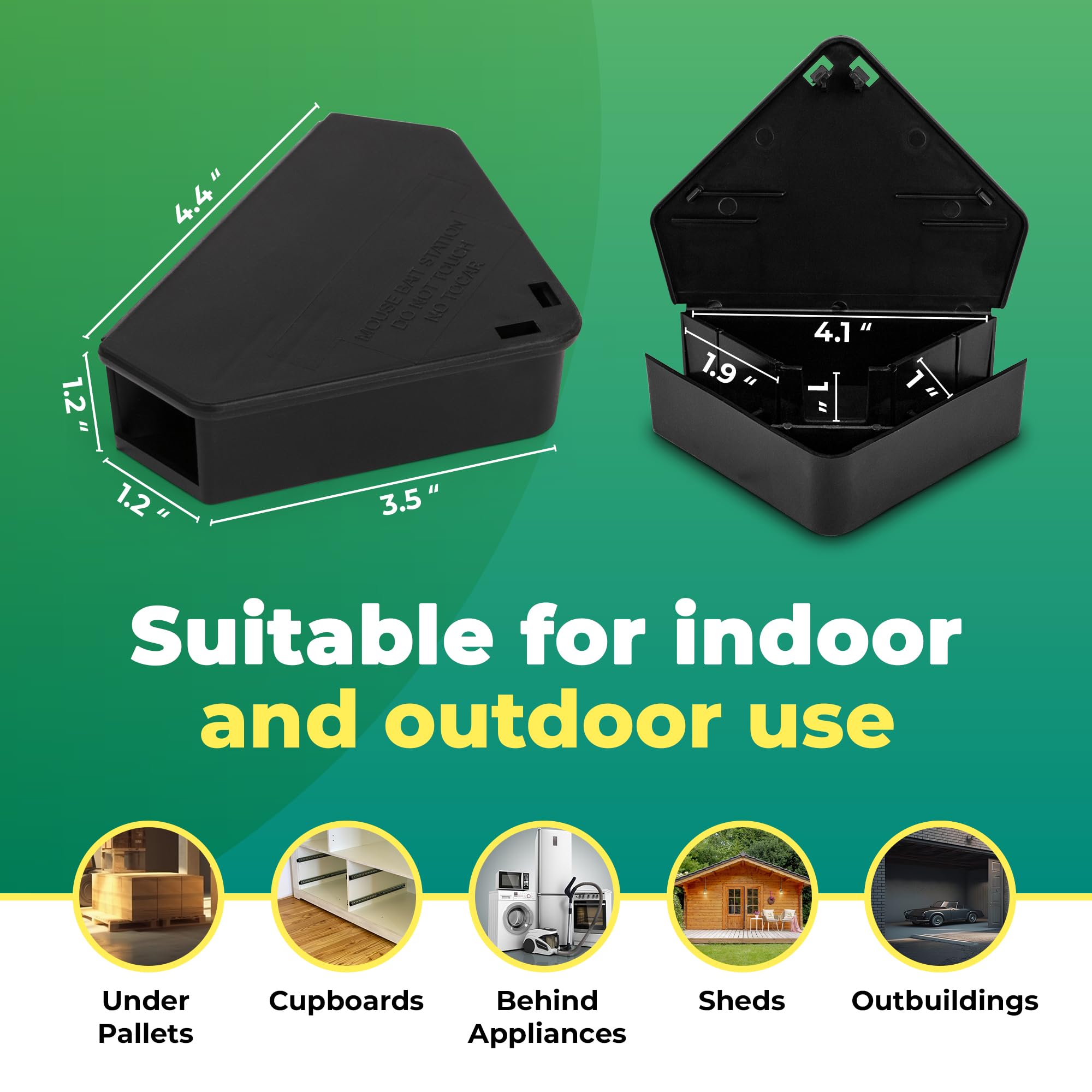 LockBait Pro Mouse Bait Stations | 12-Pack Mouse Bait Box for Outdoor Use | Mouse Bait Stations with Keys for Indoor and Outdoor Use | Large Station | Ucatch