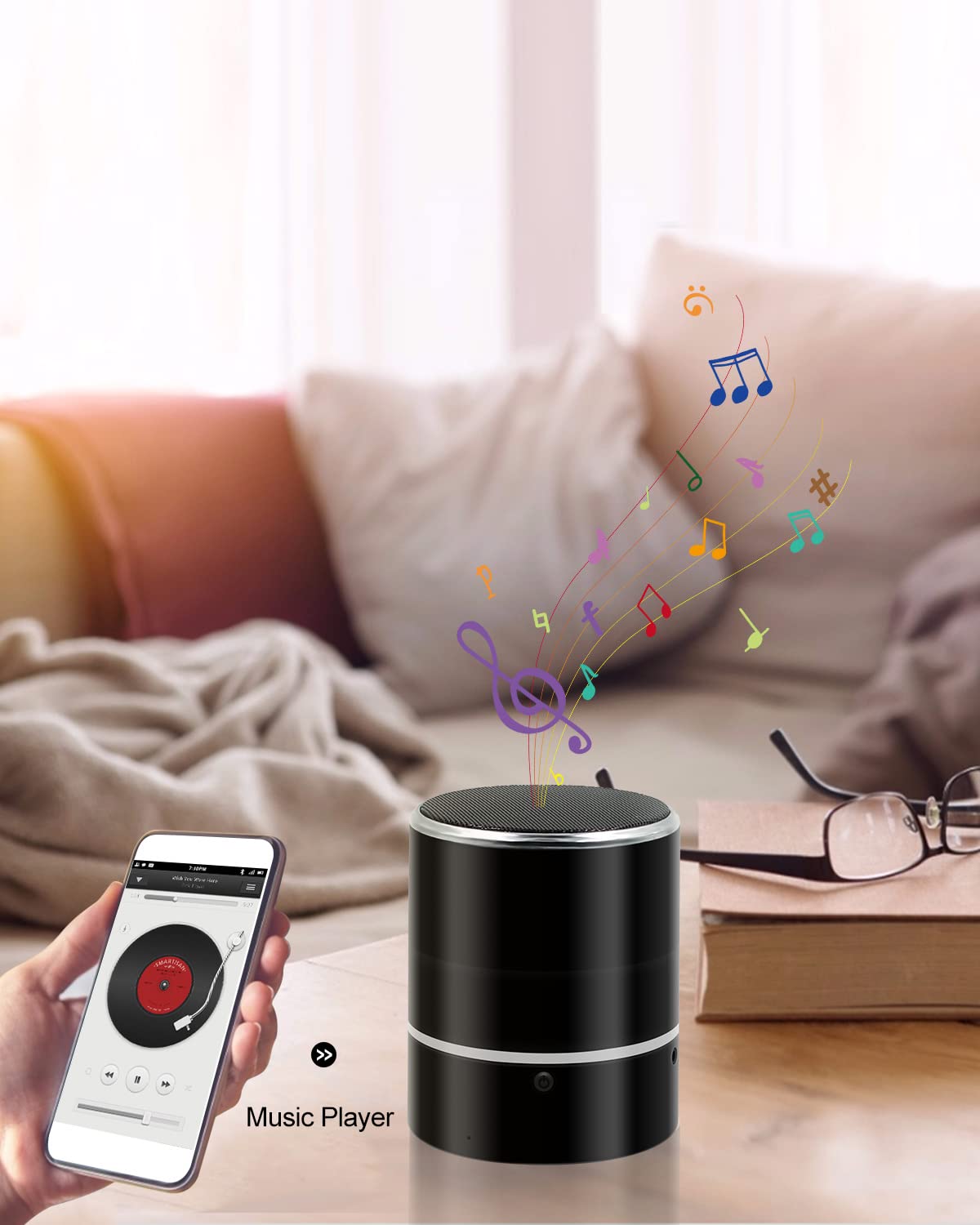 HD 1080P WiFi Bluetooth Speaker Hidden Spy Camera, 2 In 1 Bluetooth Music Player Wireless Security Nanny Cam with Phone App Remote Viewing / Motion Detection, Rotating Angle of View 180° No Audio