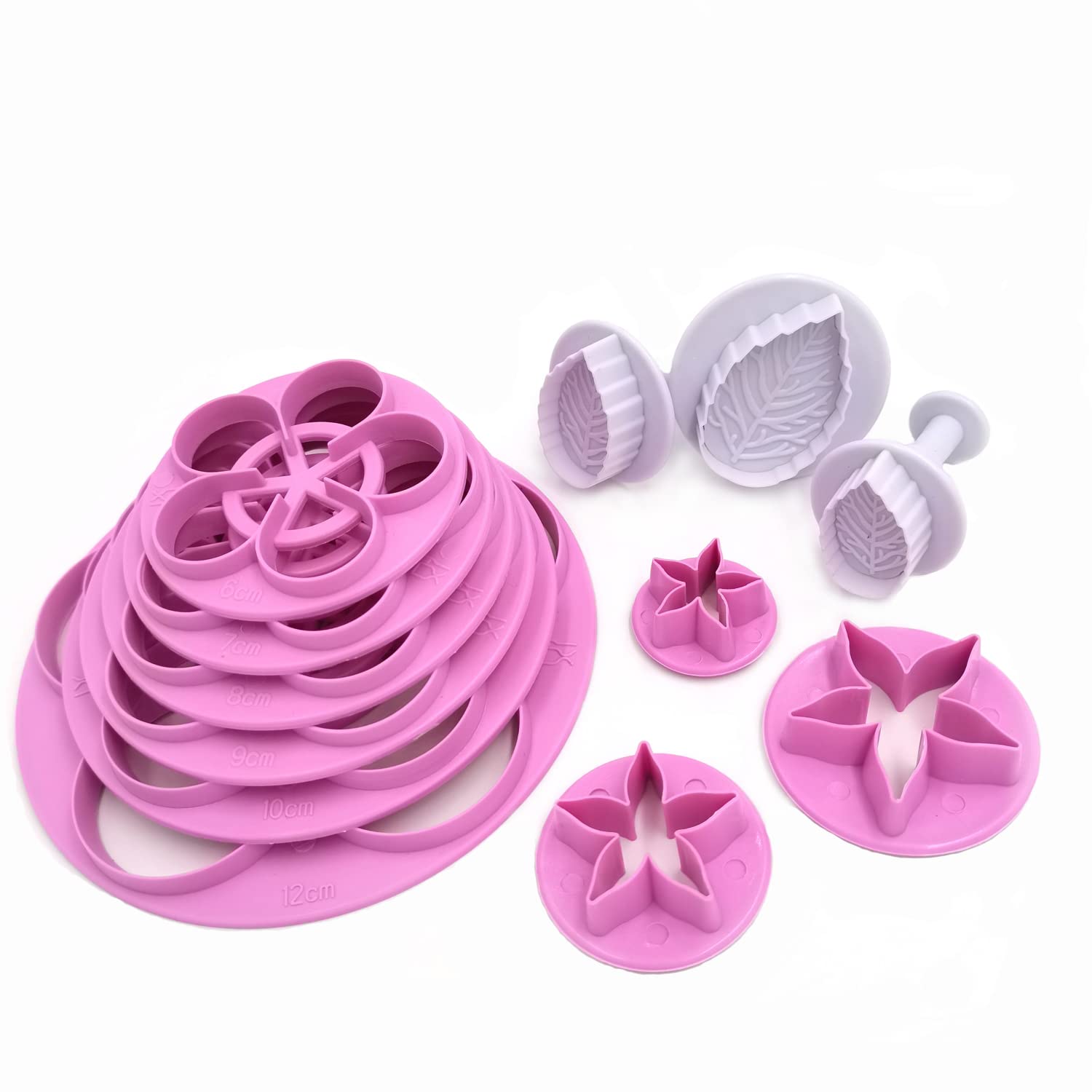 Gobaker Rose Petal Calyx Leaf Cutter Set Gumpaste Flower Mold Sugarcraft Fondant Modelling Tools for Cake Decoratingļ¼Pack of 12