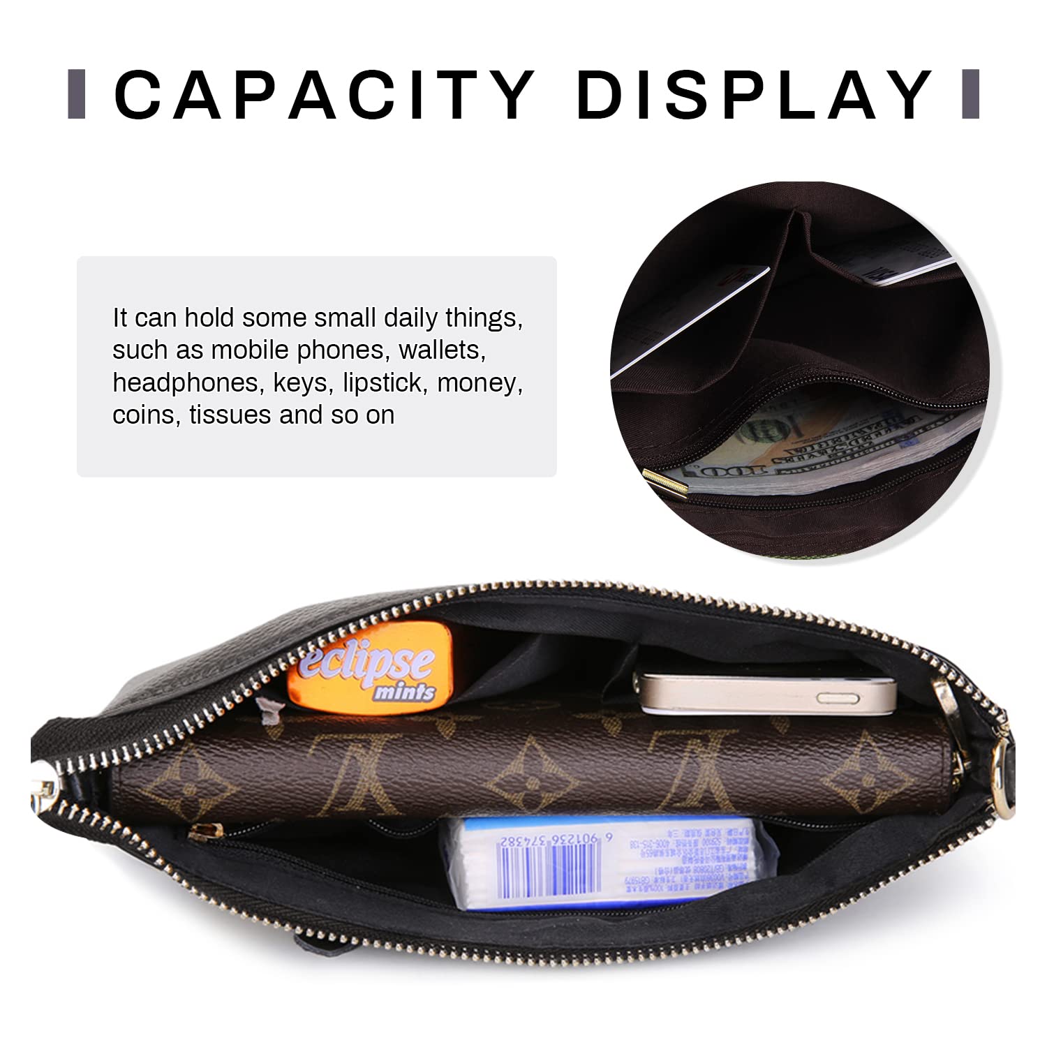 FUKZTE Crossbody Bags for Women Clutch Wallet Purses Small Envelope Crossbody Bags,black