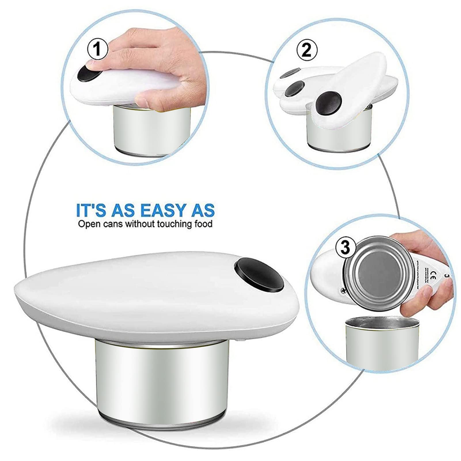 Electric Can Opener Kitchen Touch - One Touch Can Opener Battery Operated Lightweight Kitchen Utensil Gadget Cooks, Housewives Elderly
