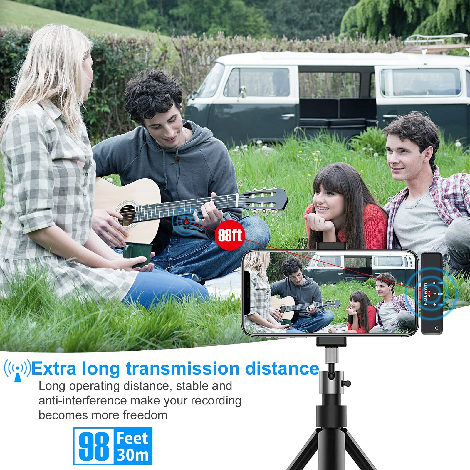 FULAIM VL2 Wireless Lavalier Microphone System for iPhone iPad MacBook with Noise Reduction, 22 UHF Channel Lapel Omnidirectional Mic for Vlogging, TikTok, YouTube, Facebook -2TX (2Transmitters)