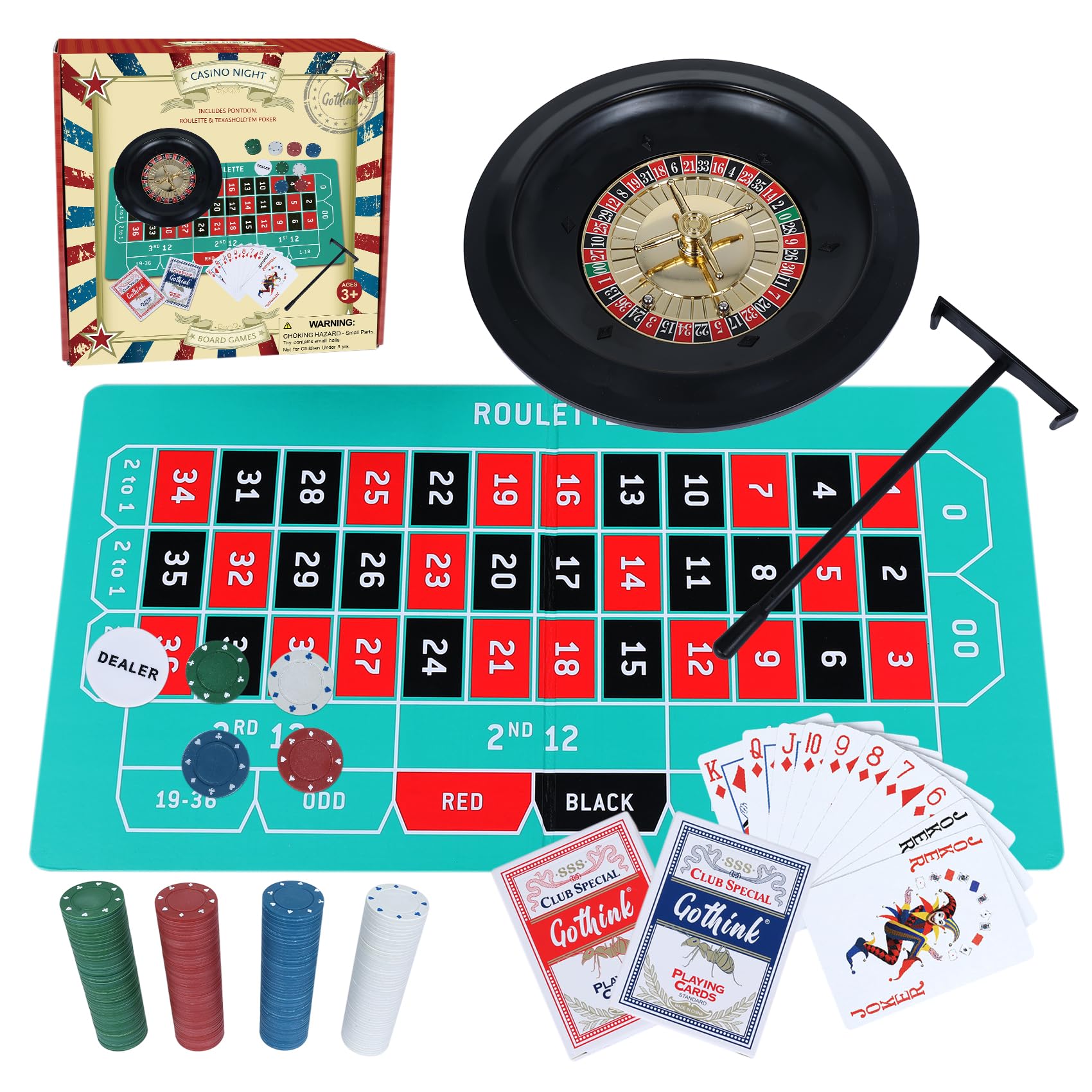 GOTHINK Wooden Tyrolean Roulette Board Game, Exercise Skills in Math, Simple and Fun Educational Game for Kids and Adults