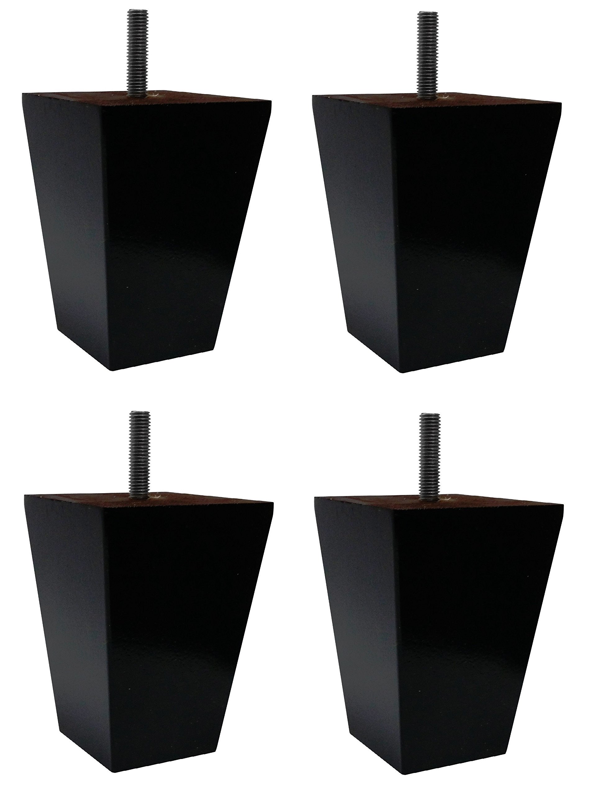 Elegent Upholstery 4 1/2" Espresso Dark Wood Tapered Sofa/Chair/Ottoman Legs [5/16" Bolt] - Set of 4