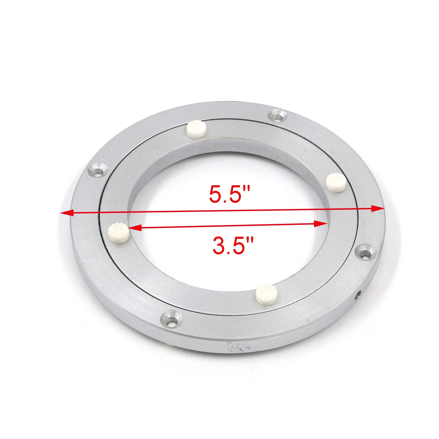 Geesatis Metal Lazy Susan Hardware 1 PCS Rotating Turntable Bearing Round Swivel Plate, Table Smooth Swivel Plate for Kitchen Dining Table Tabletop Show Displays, Heavy Loads, Silver, 5.5 inch