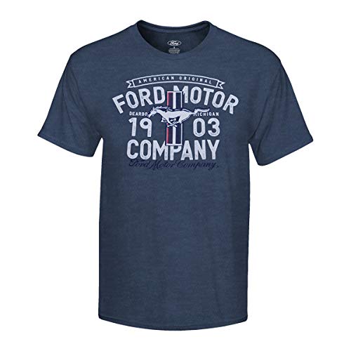 Ford Mustang Shirts, Classic Logo Ford Mustang Shirts for Men, Large, Navy Heather