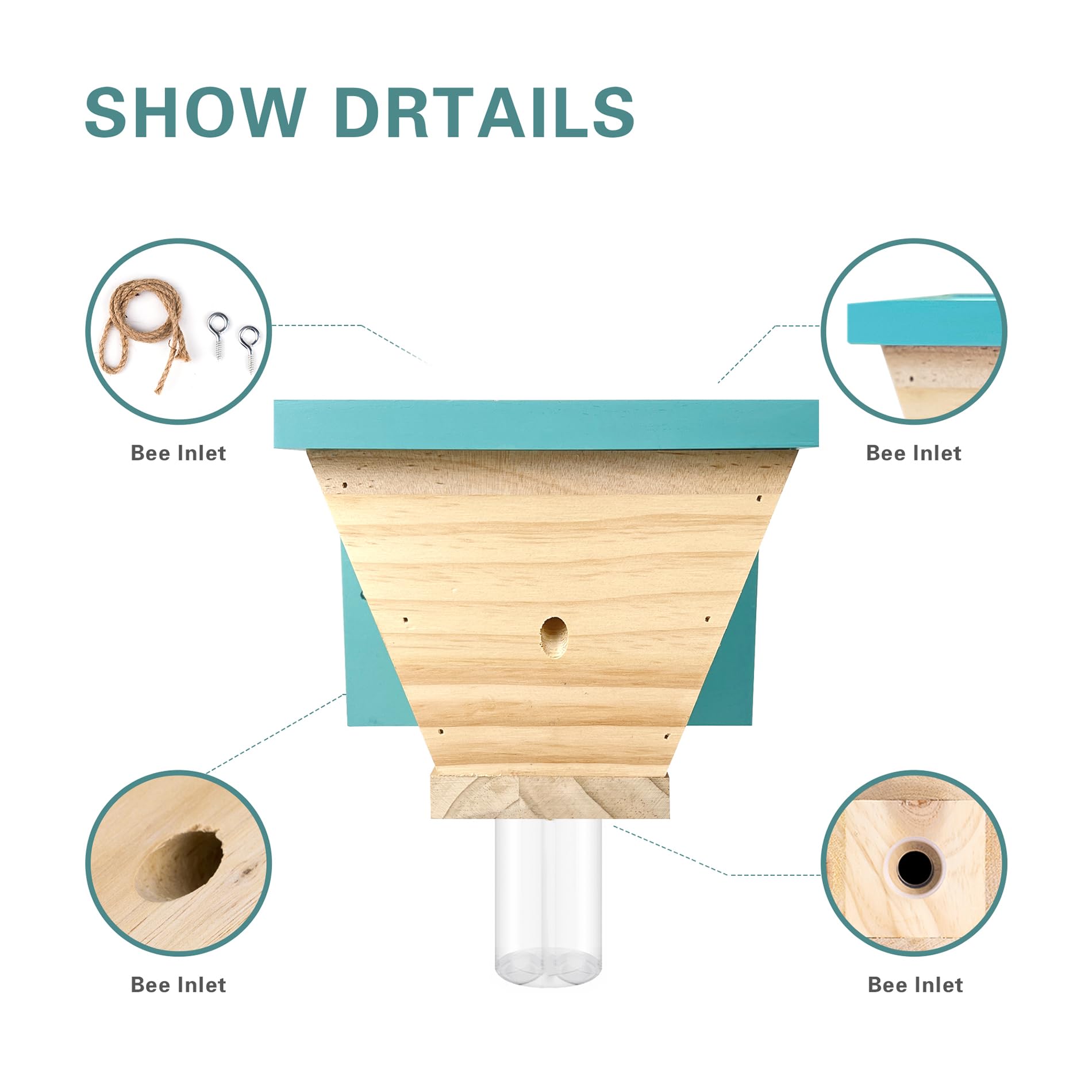 GRTRE 1 Pack Wood Carpenter Bee Trap for Outside - Wood Boring Bee Trap - Best Bee Trap - Nature Shed Style Carpenter Bee Traps Outdoor Hanging - Insect Traps Removes Carpenter bee