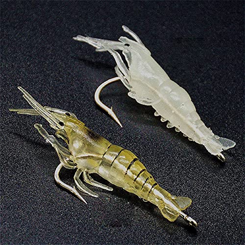 FuMeiAo Luminous Shrimp Silicone Artificial Bait Simulation Soft Prawn with Hooks Carp Wobbler for Fishing Tackle/Lure/Accessories Sea (Color : White)