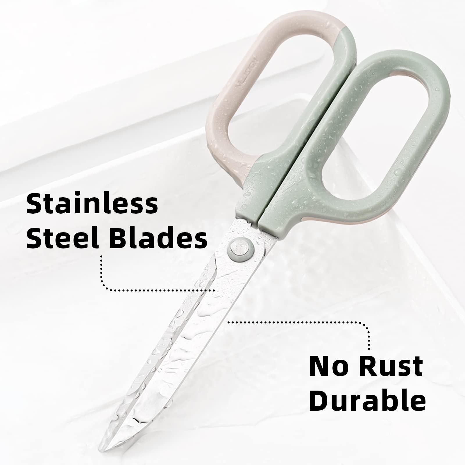 EZWORK Multipurpose Scissors, Comfort-Grip Handles Sharp Scissors for Office Home School Craft Sewing Fabric Supplies (7", Green-1)