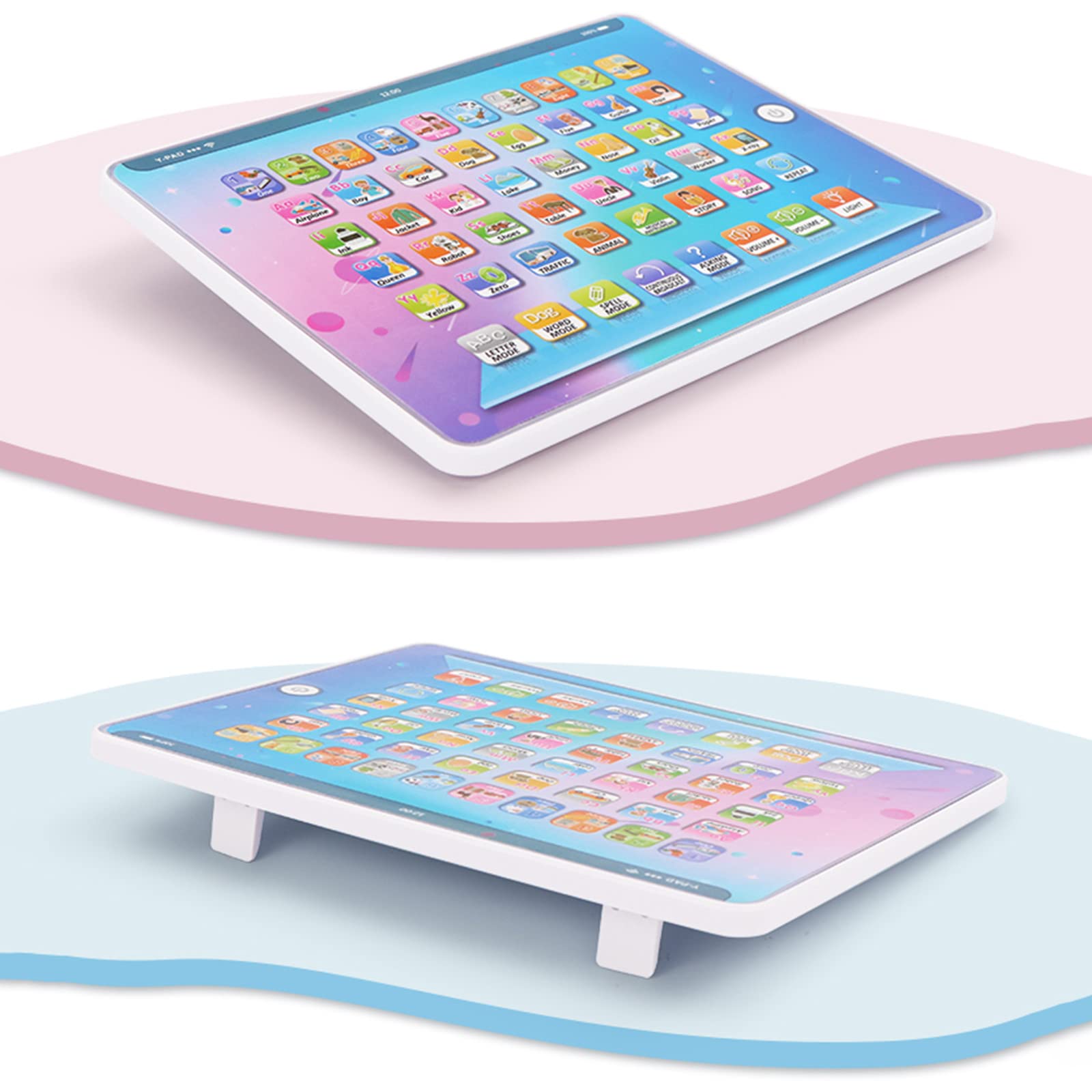 Gspmoly Kids Tablet Boys Learning Pad with LED Light Teach Alphabet, Numbers, Math, Early Development Interactive Electronic Toy, Ideal Xmas Gifts for Boy Girls, Parent-Child Interaction