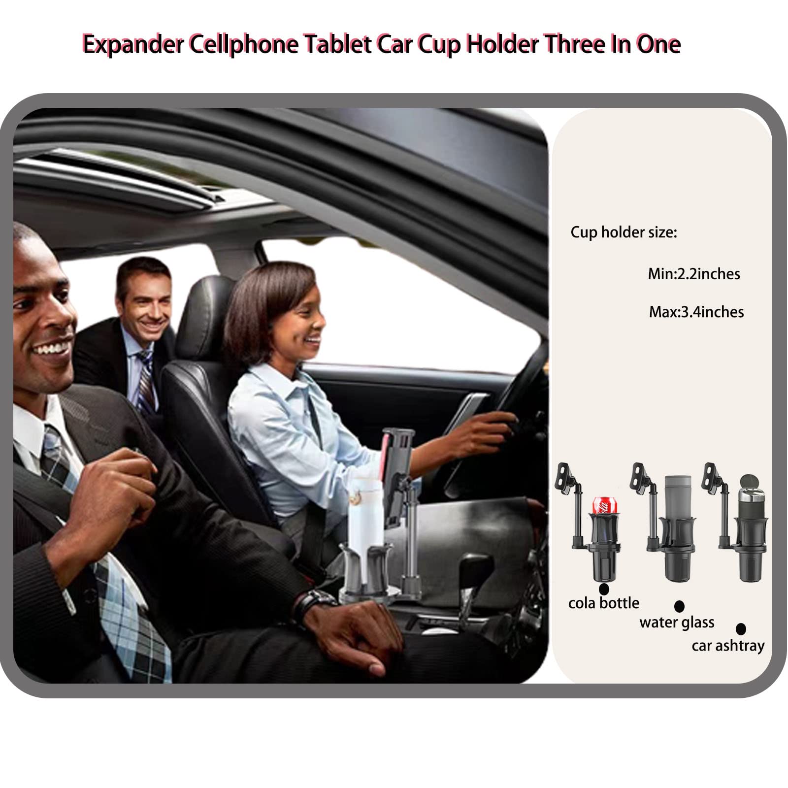 GSRUAN Cup Holder Tablet,360° Rotation Universal with Adjustable Base,Compatible 4~11inches Mobile Phones or Tablets(Black)