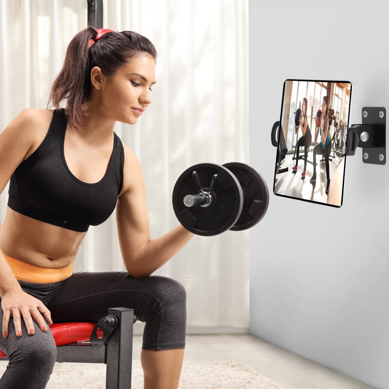 GSRUAN Dual Pull Tablet Wall Mount, Suitable for 4.7 to 12.9 inch Tablet or Smartphone, Medical Places, Factory,Homes, Classrooms(Black)