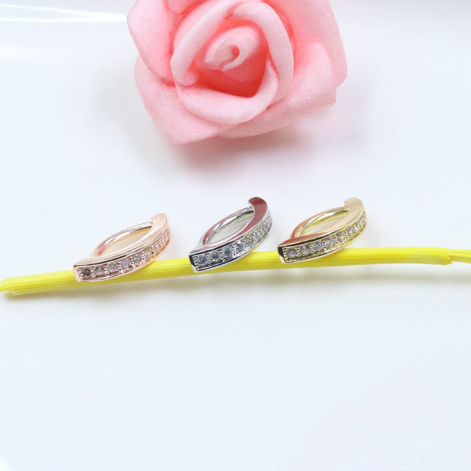 FLOGWE 14G 316L Clicker Belly Button Rings for Women Clip Minimalism Reverse Curved Belly Button Ring Stainless Steel CZ Belly Button Barbell Piercing Jewelry