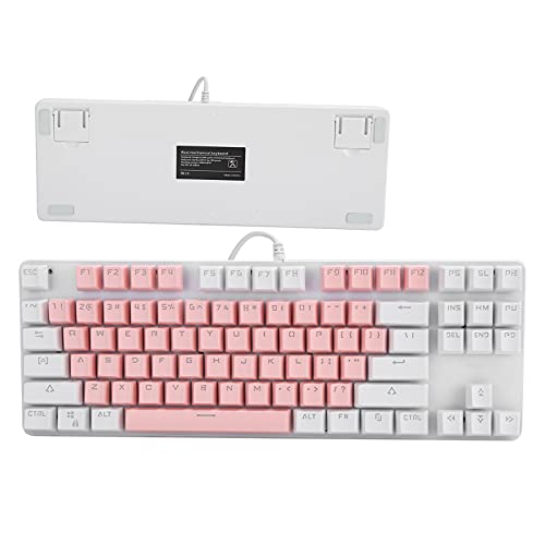 GOWENIC Green Axis Mechanical Keyboard, Gaming Keyboard, Computer Supplies, USB Wired Backlight Double Color 87 Button Count, for Laptop, Desktop, Computer, PC, Ergonomic Design