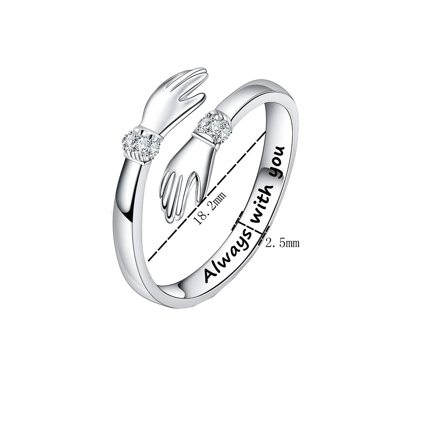 FLOGWE Valentines Day Gifts S925 Sterling Silver Hug Ring,Love Ring Always with You Engagement ring Wedding Anniversary Ring, Adjustable Ring Hugging Ring Birthday Surprise with Jewelry Box