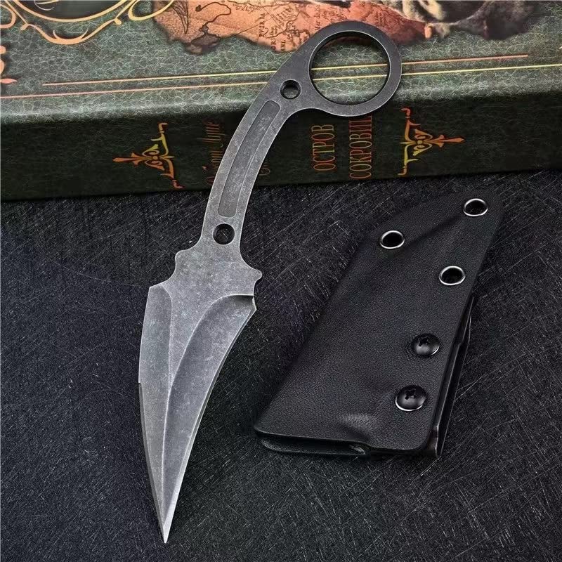 Gtkii Gtk149 Fixed Blade Knife,EDC Tool Knife for Outdoor Camping Hunting Fishing with Kydex Sheath(Black)